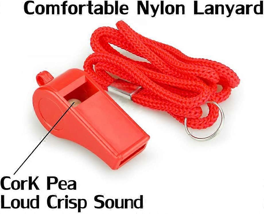 Red Emergency Whistles with Lanyard, Loud Crisp Sound, 12 Packs Plastic ...