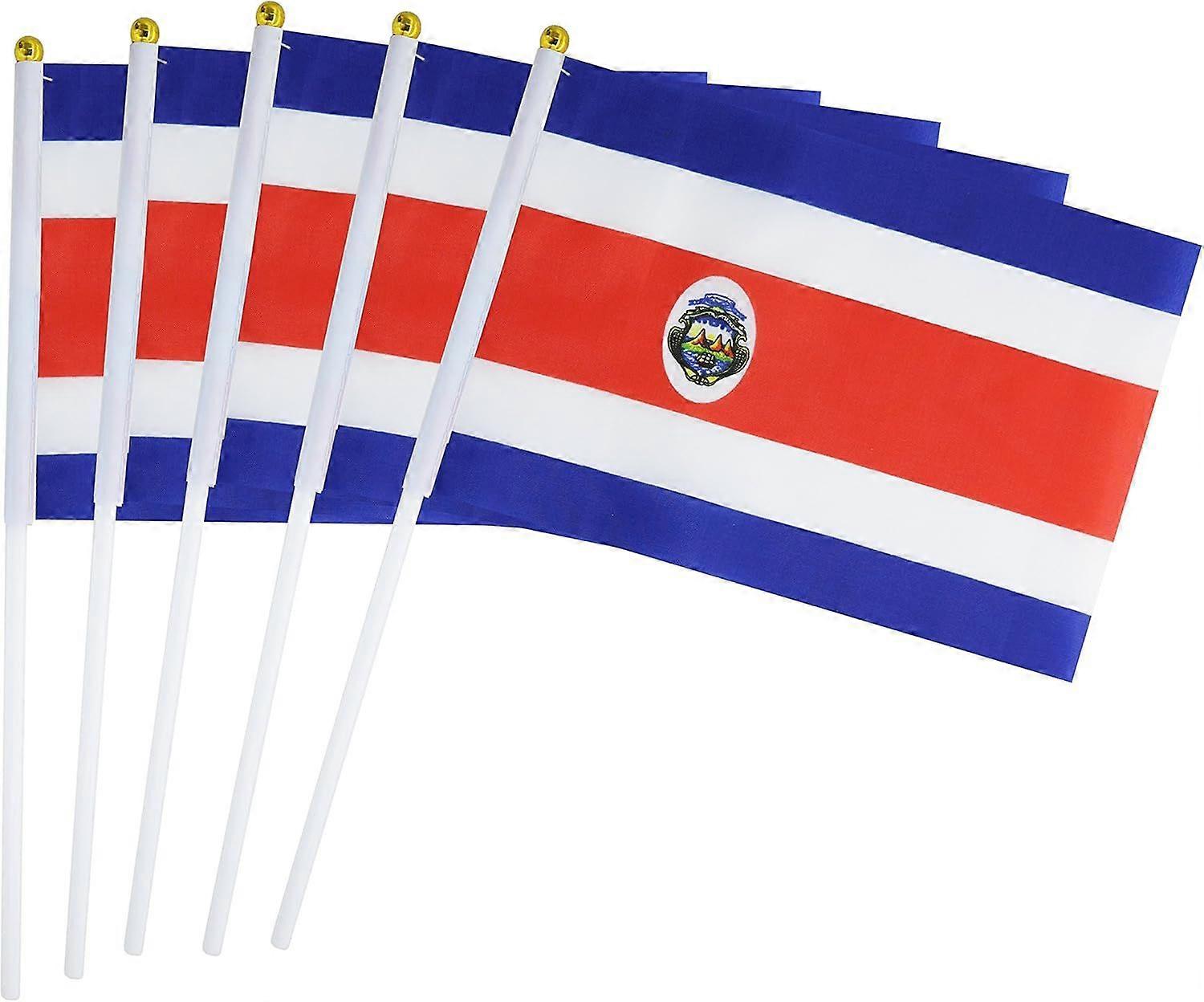 50 Pack Hand Held Small Mini Flag Costa Rica Flag Stick Flag Round Top ...