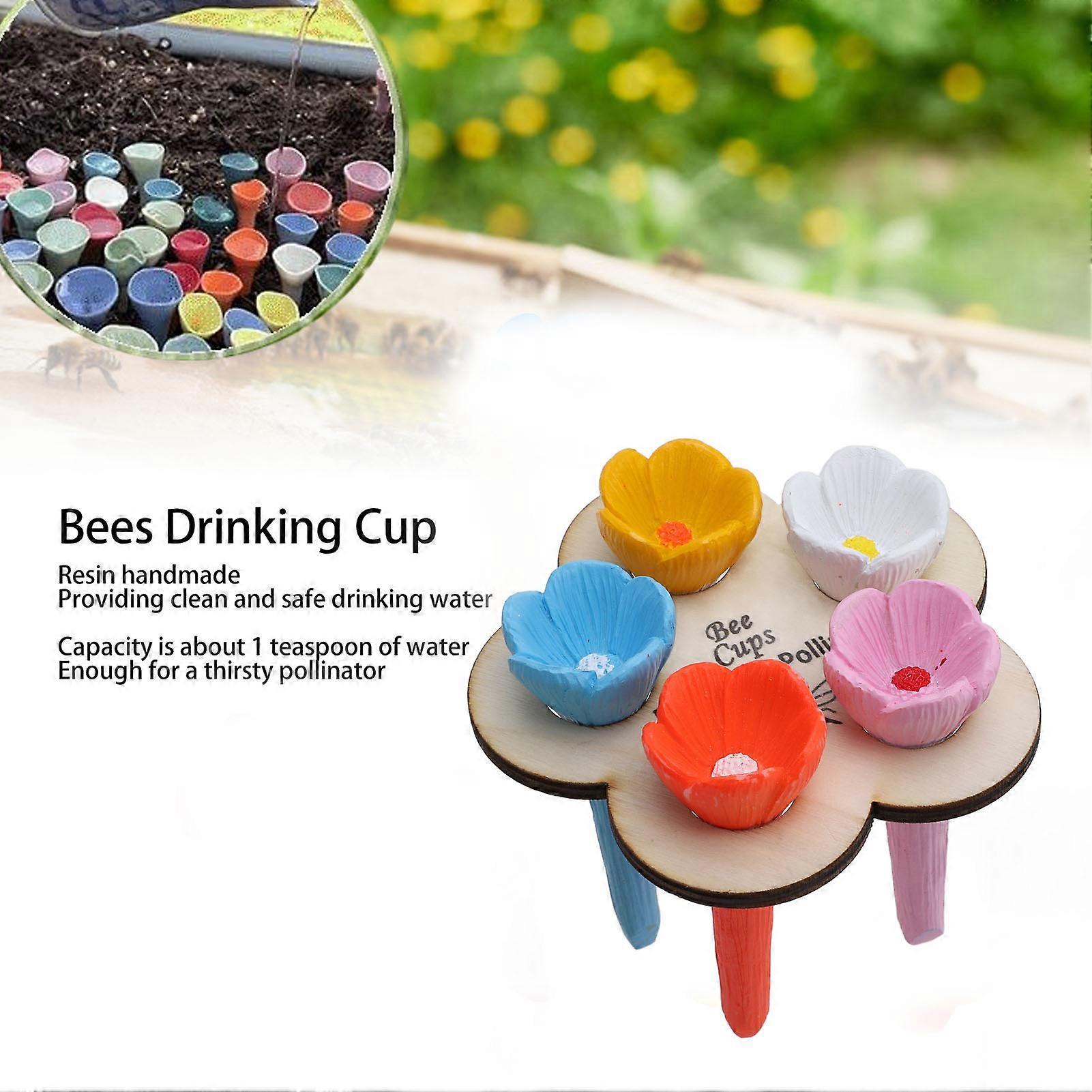 5PCS Bees Drinking Cup for Garden Resin Colorful Pollinator Bee ...