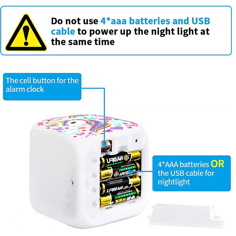 Unicorn Digital Alarm Clocks For Girls, Led Night Glowing Cube Lcd ...