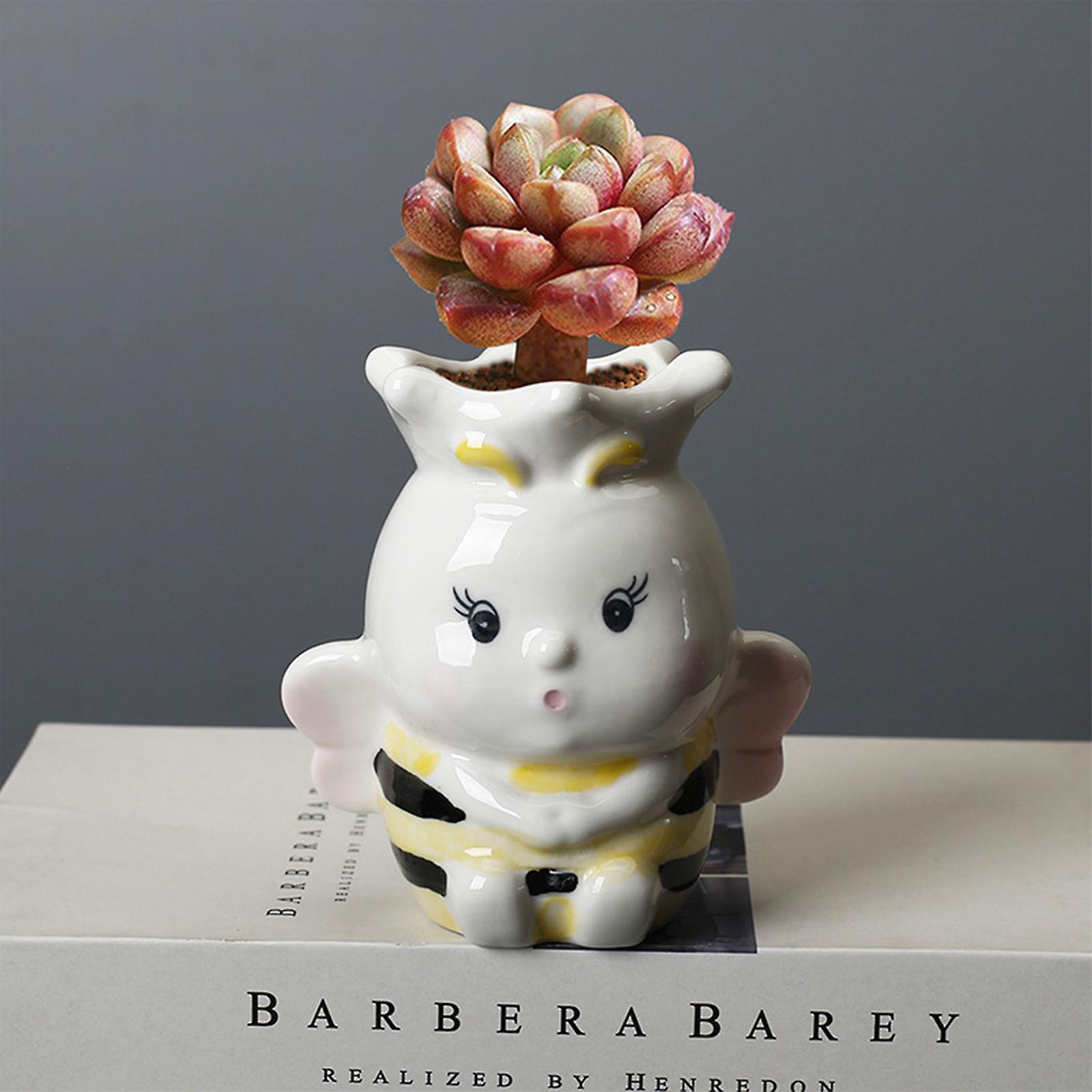 For Creative Cute Bee Ceramic Succulent Small Plant Pot Mini Flower ...
