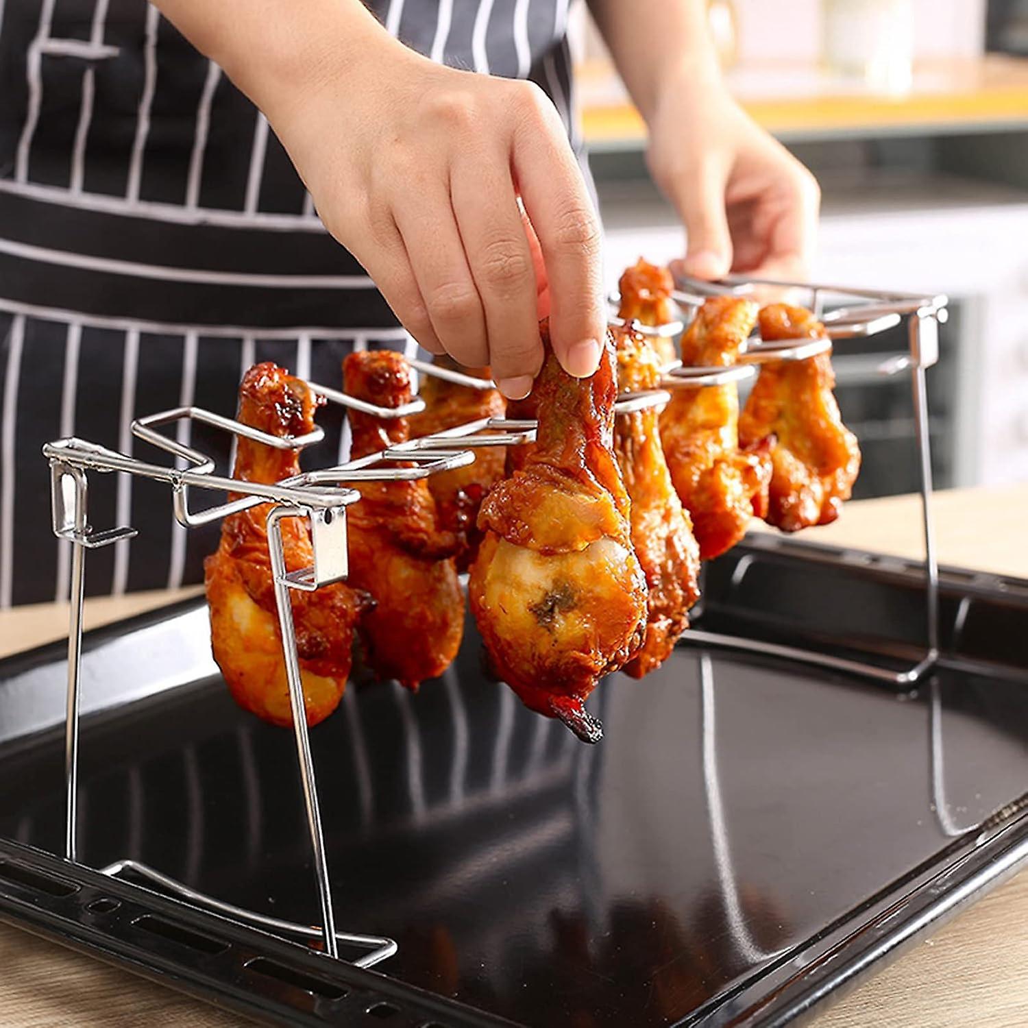 Set of 2 Stainless Steel Chicken Wing Leg Holders, Foldable Roaster ...
