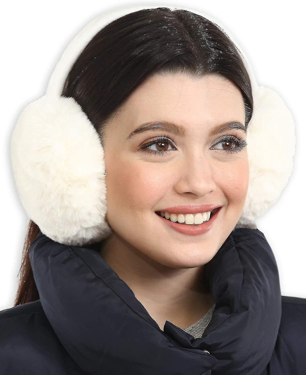Ear Muffs For Women - Ear Warmers - Soft Warm Cable Knit Furry Fleece ...