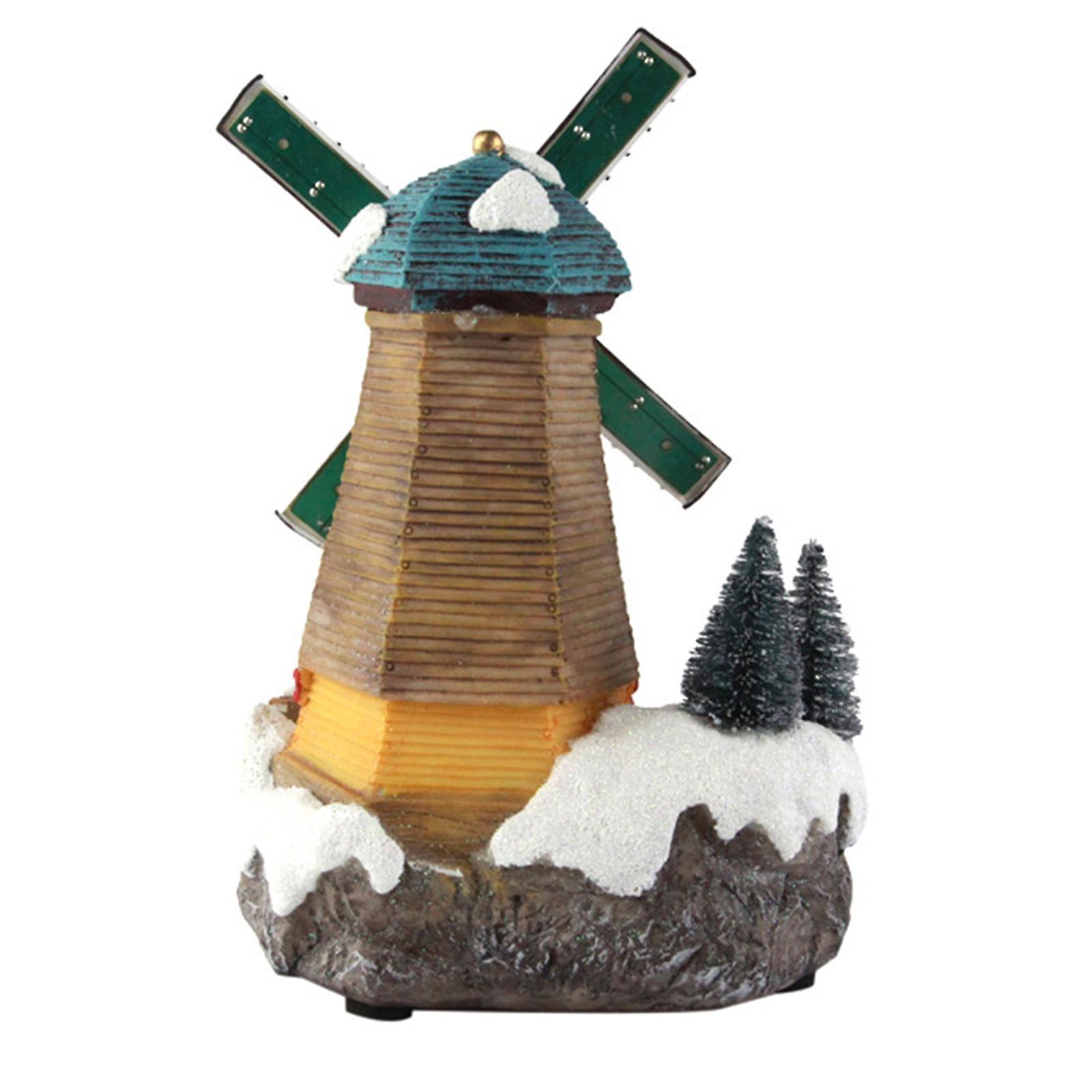 LED Lighted Christmas Village Windmill Building Statue for Shelf Indoor ...