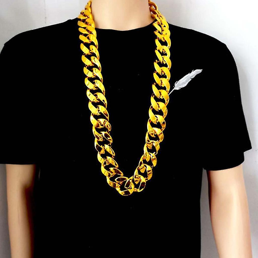 Big Chunky Necklace Rapper Fake Gold Chain 90s Hip Hop Gold Plastic ...