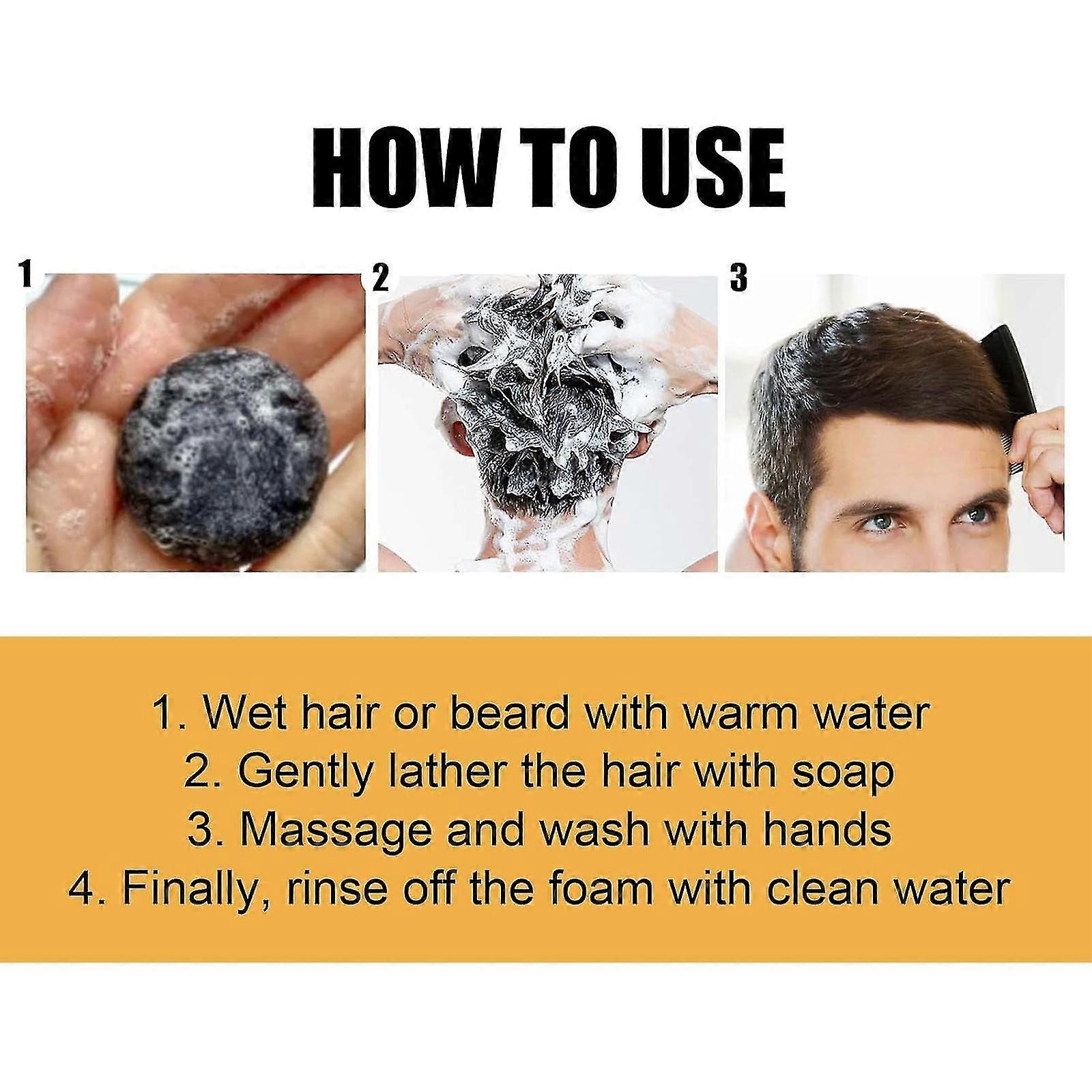 Black Soap for Gray Hair, Reverse Gray Hair Coverage Bar Soap, Hair ...