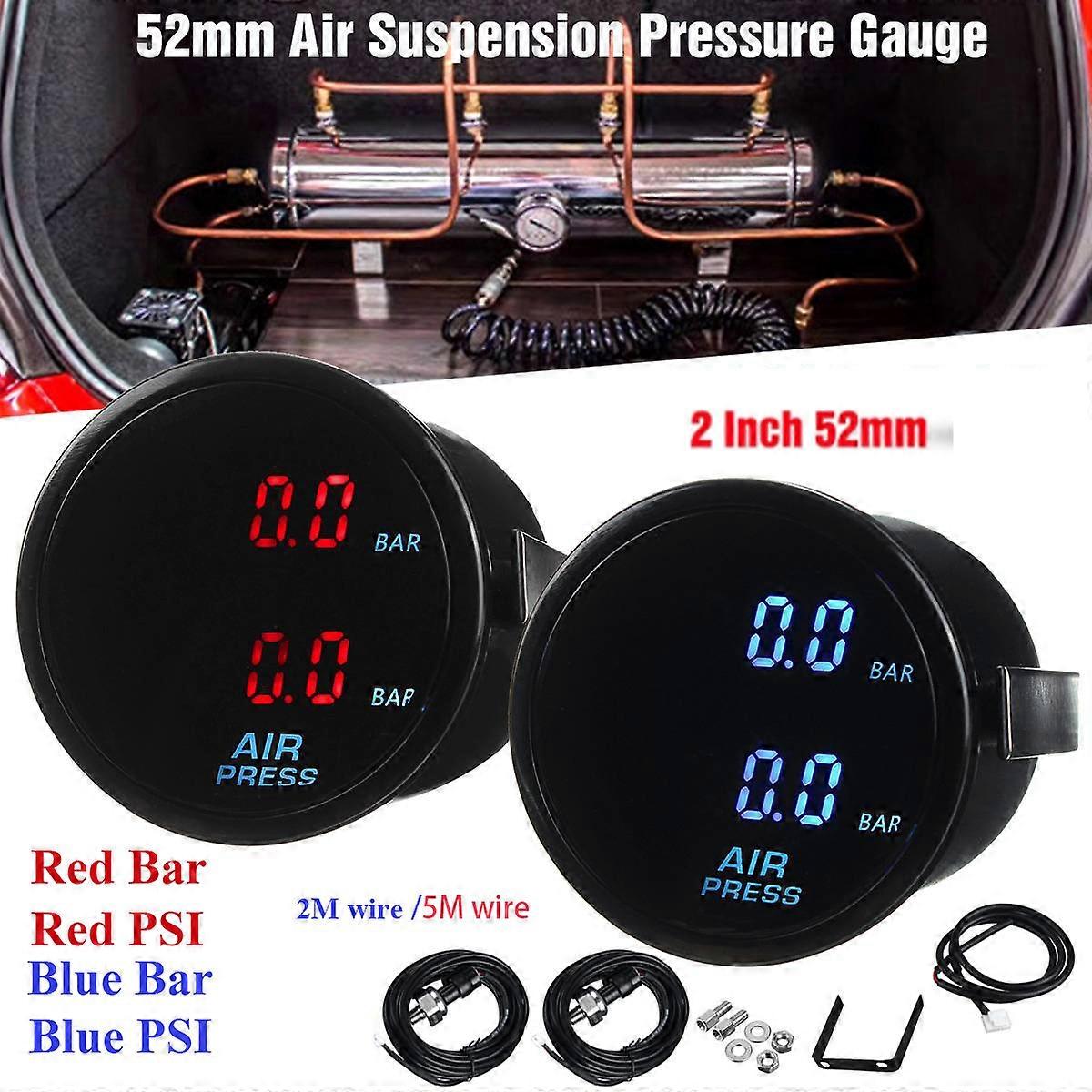52mm Air Suspension Pressure Gauge Bar Dual Digital Display 2M/5M Wire ...