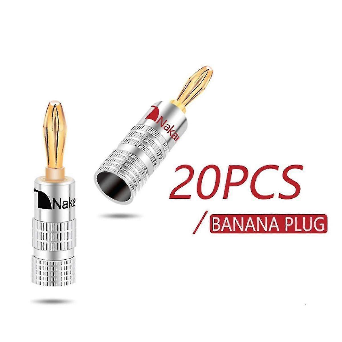 Nakamichi 20PCS Banana Plugs 24K Gold-Plated 4mm HiFi Banana Connector with Screw Lock for Audio ...