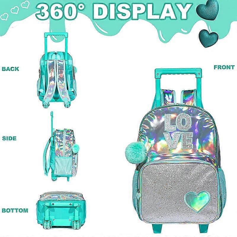 Children Rolling Backpack for Girls Kids Backpack with Wheels for ...