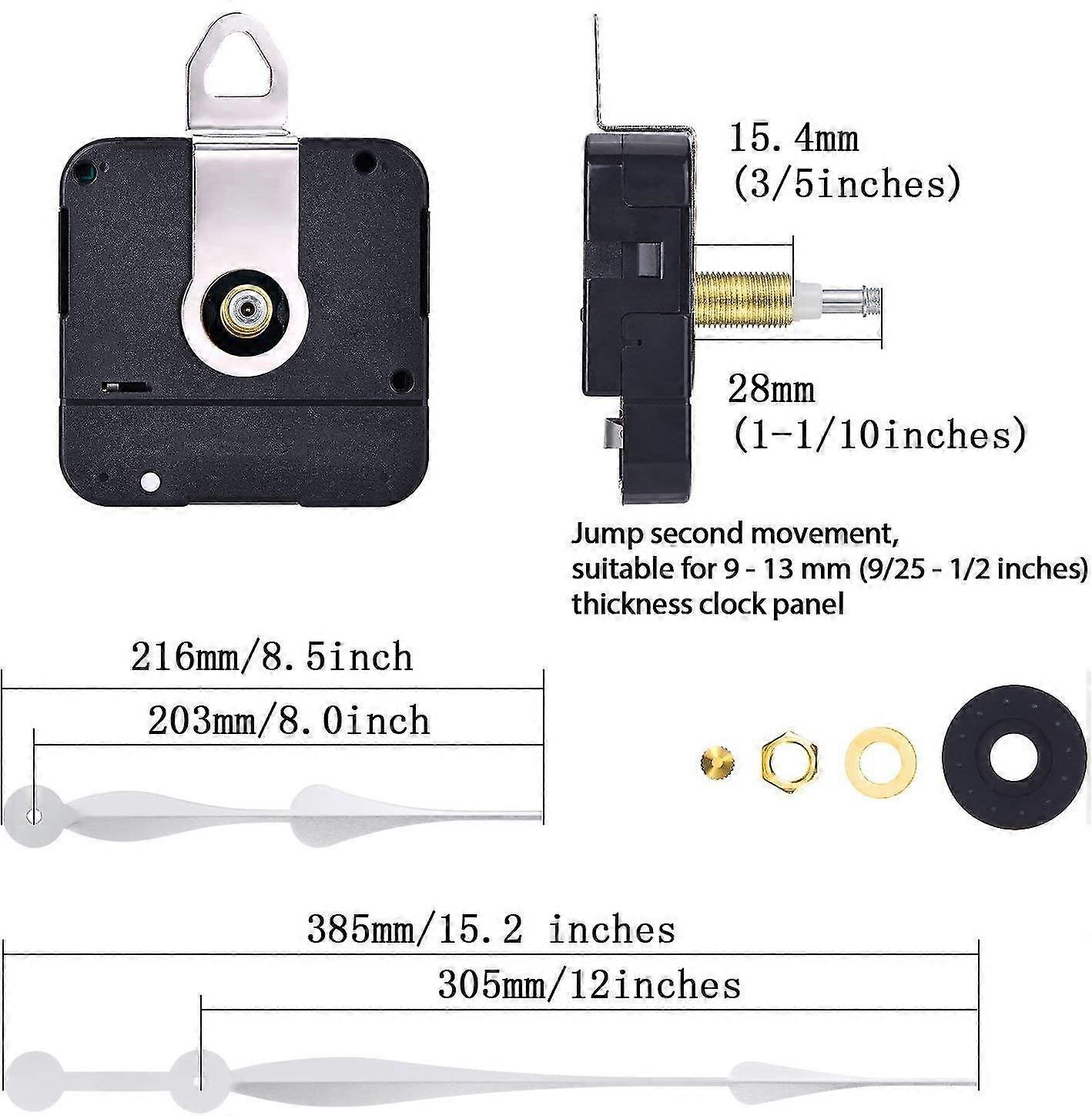 High Torque Long Shaft Clock Movement Mechanism With 12 Inch Long Spade ...