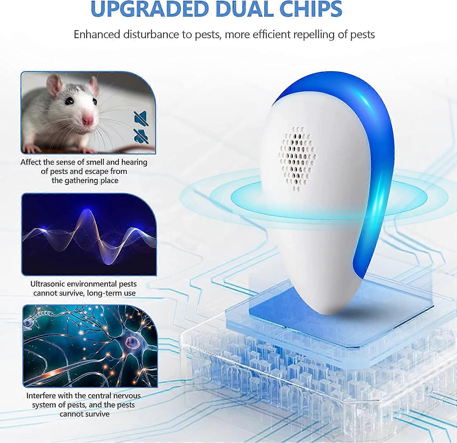 UPGRADED DUAL CHIPS 6 Packs Ultrasonic Pest Repeller, Electronic Indoor ...