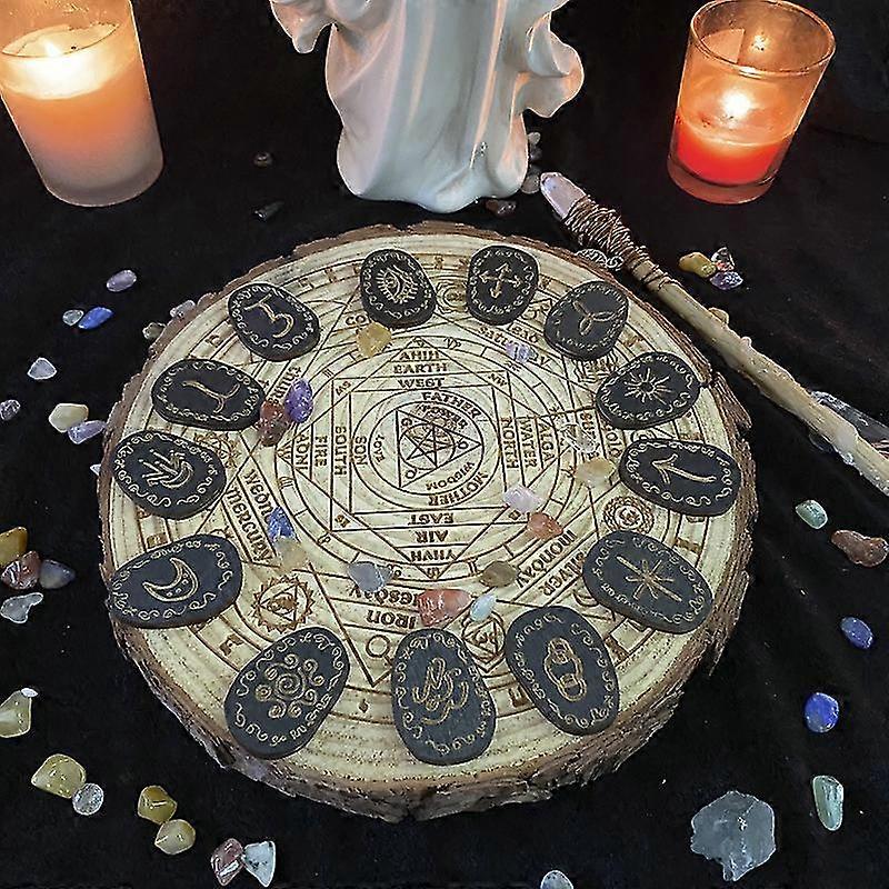 Wood Runes Stone Set Witches Rune Set 14 Pcs Engraved Rune Symbol For ...