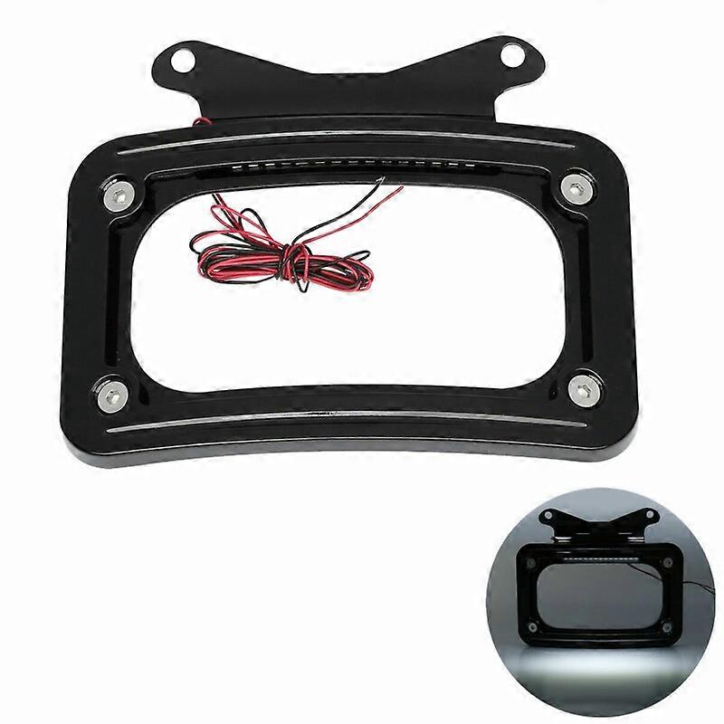 Motorcycle Curved Laydown License Plate Mount Frame With LED Light For ...