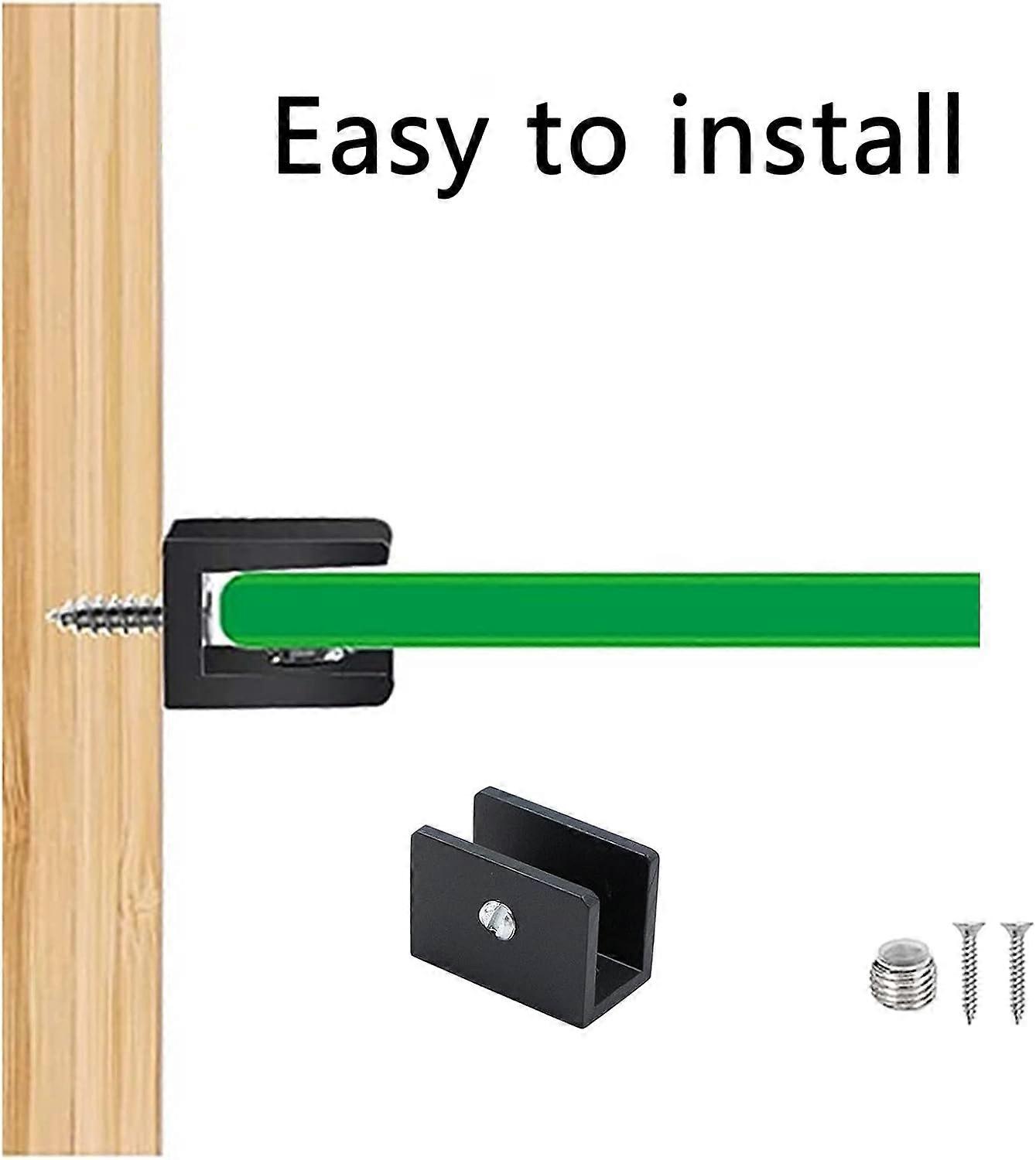 4 Pieces of Wall-Mounted Glass Shelf Bracket Black Glass Shelf Bracket ...