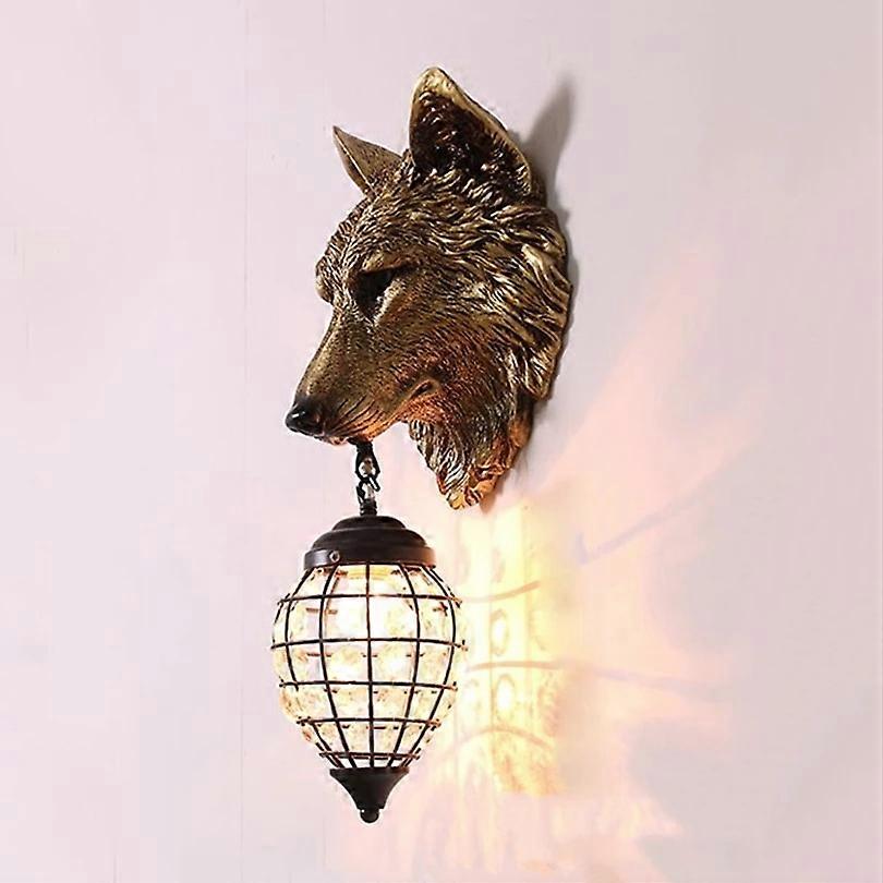 Resin Wolf Wall Lamps Vintage Wall Sconce Light Fixtures for Living ...