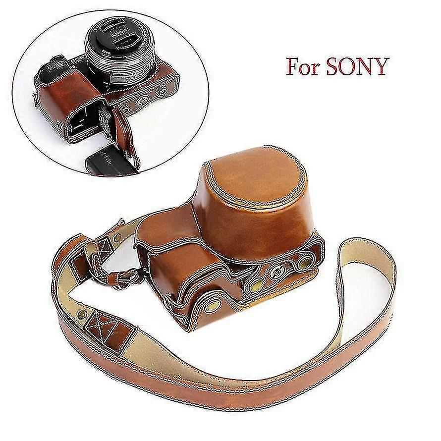 Pu Leather Case Camera Bag For Sony A6000 Ilce-6100 A6100 A6400 A6300 ...