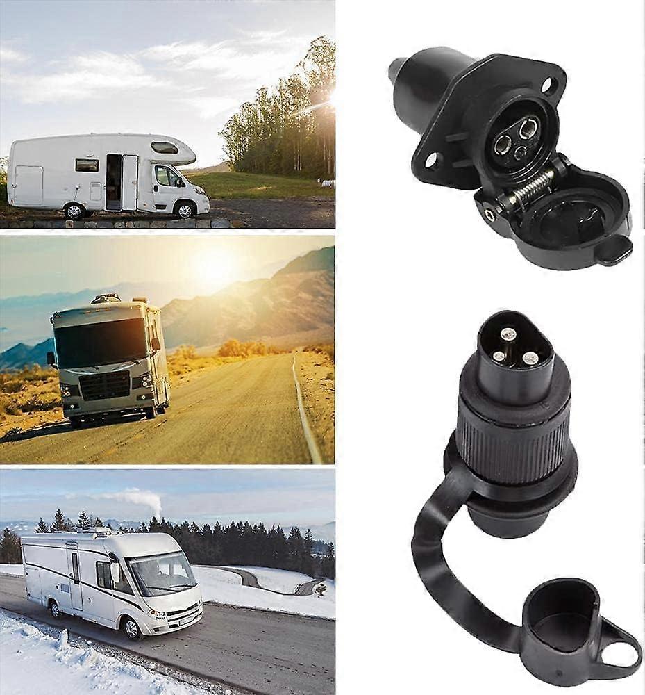 Pin Trailer Plug and Socket, 12V Waterproof 3 Pin Trailer Socket Female ...