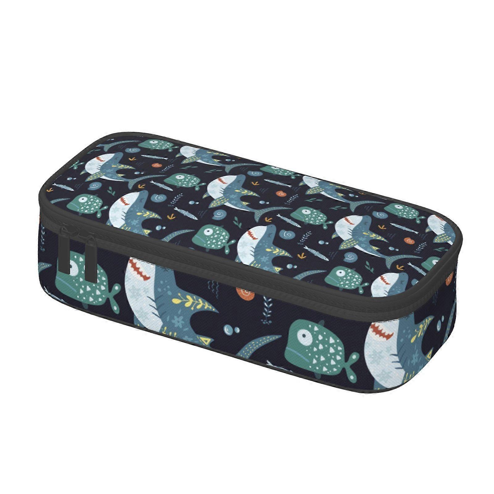 Cute Shark Pencil Case Big Capacity Pencil Pouch Makeup Bag Office ...