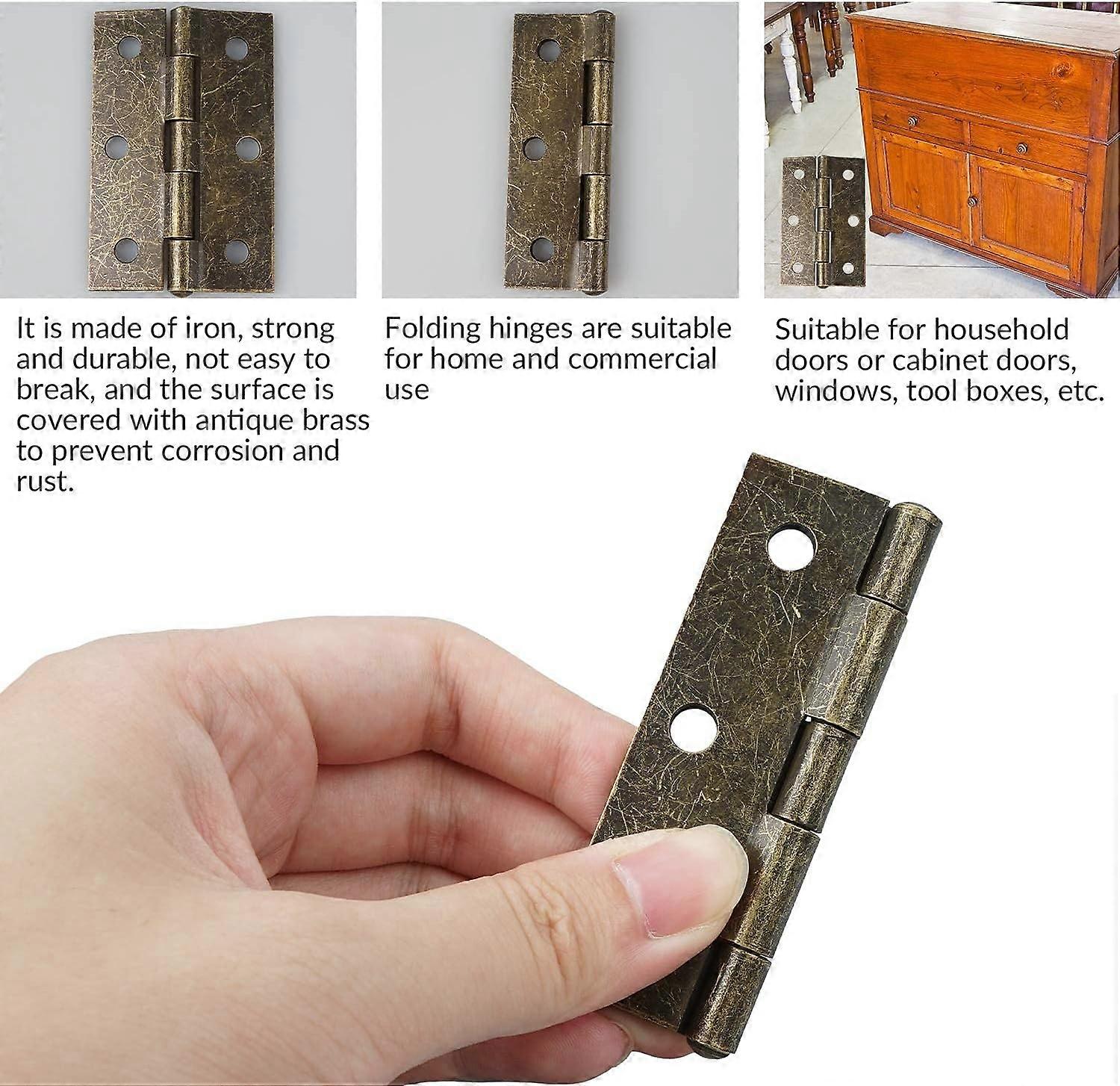 10 Pack Retro Door Hinges, 75mm Bronze Hinge, Thick Folding Hinges for ...