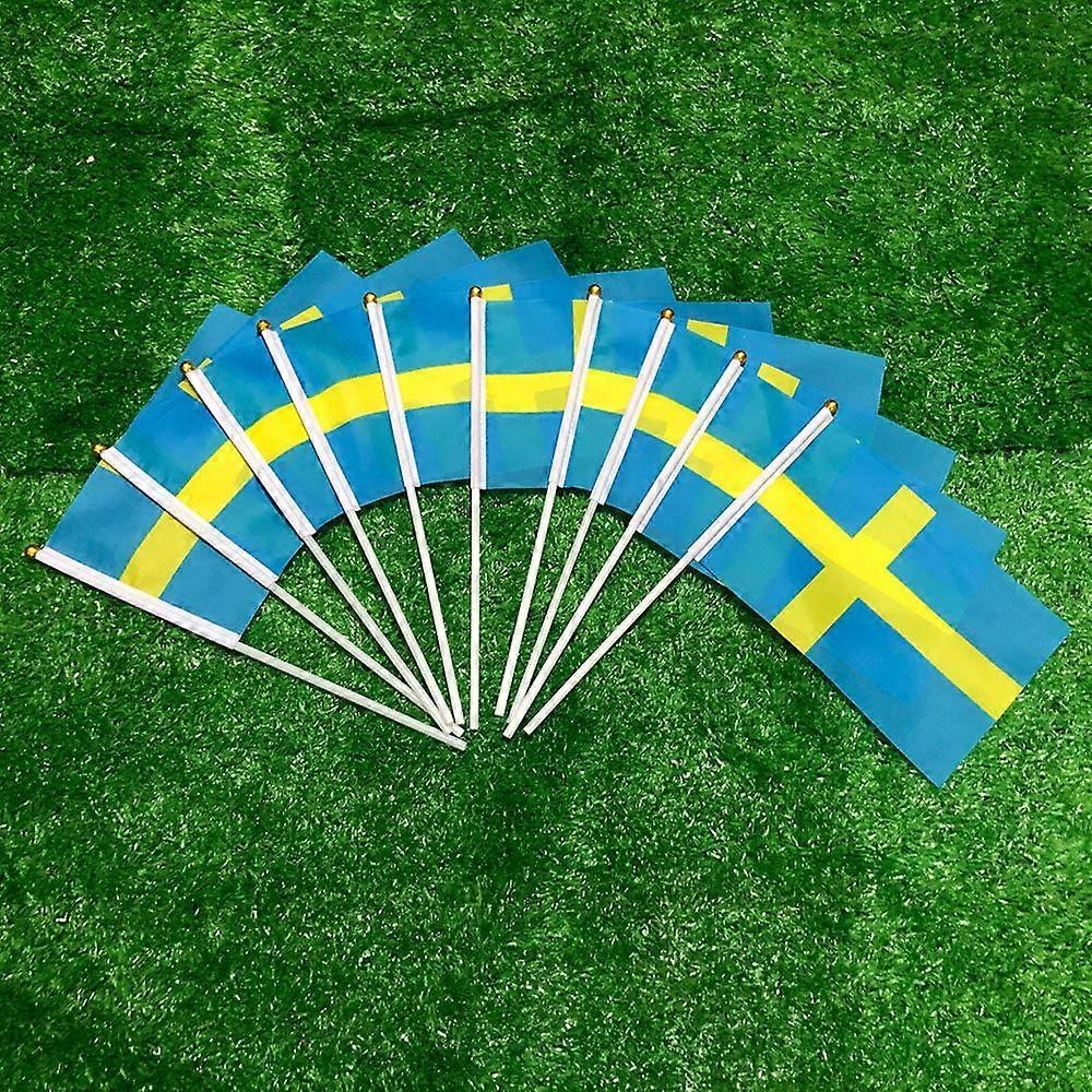 Sweden hand flag 14x21cm 100pcs polyester double side penetration ...