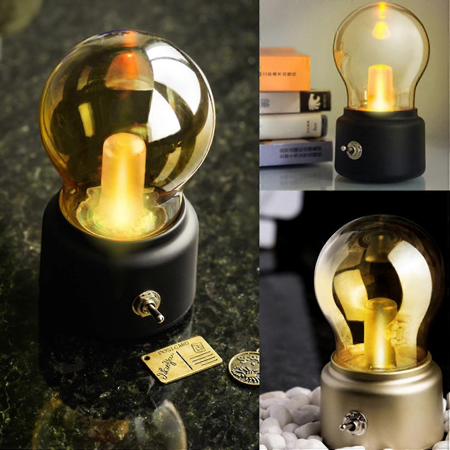Light Bulb Rechargeable Vintage LED USB Charging Desk Lamp for Bedroom ...