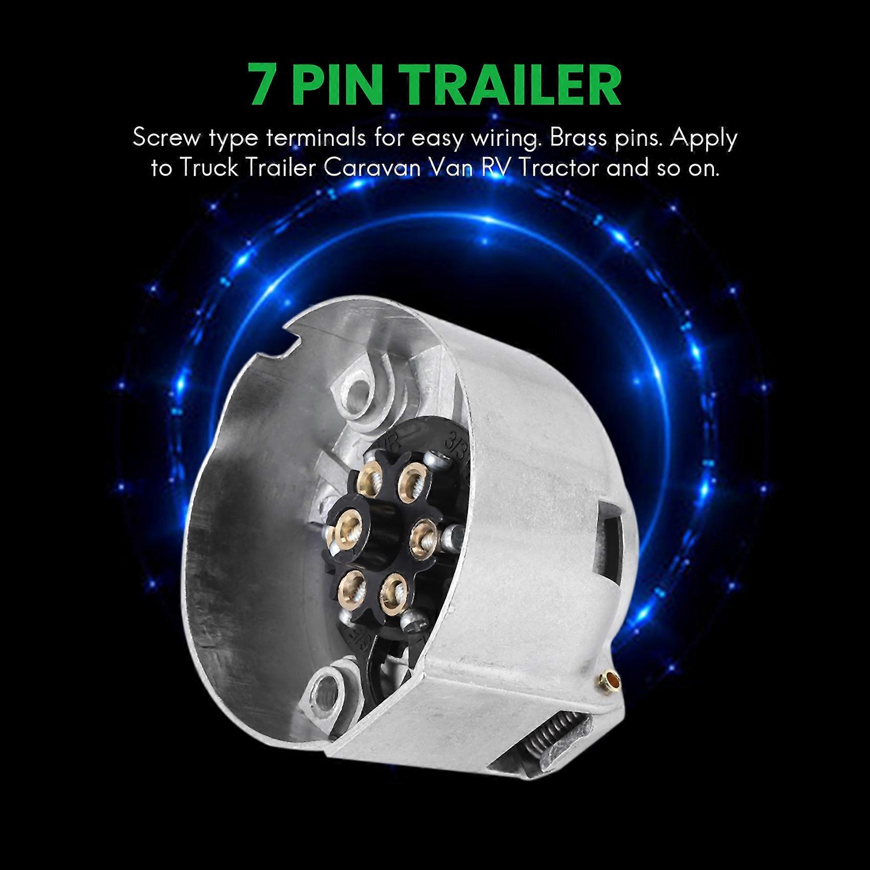 Trailer Accessories- 7 Pin Trailer Plug 12V Rv Sockets Towbar Towing 7Pin Metal Trailer ...