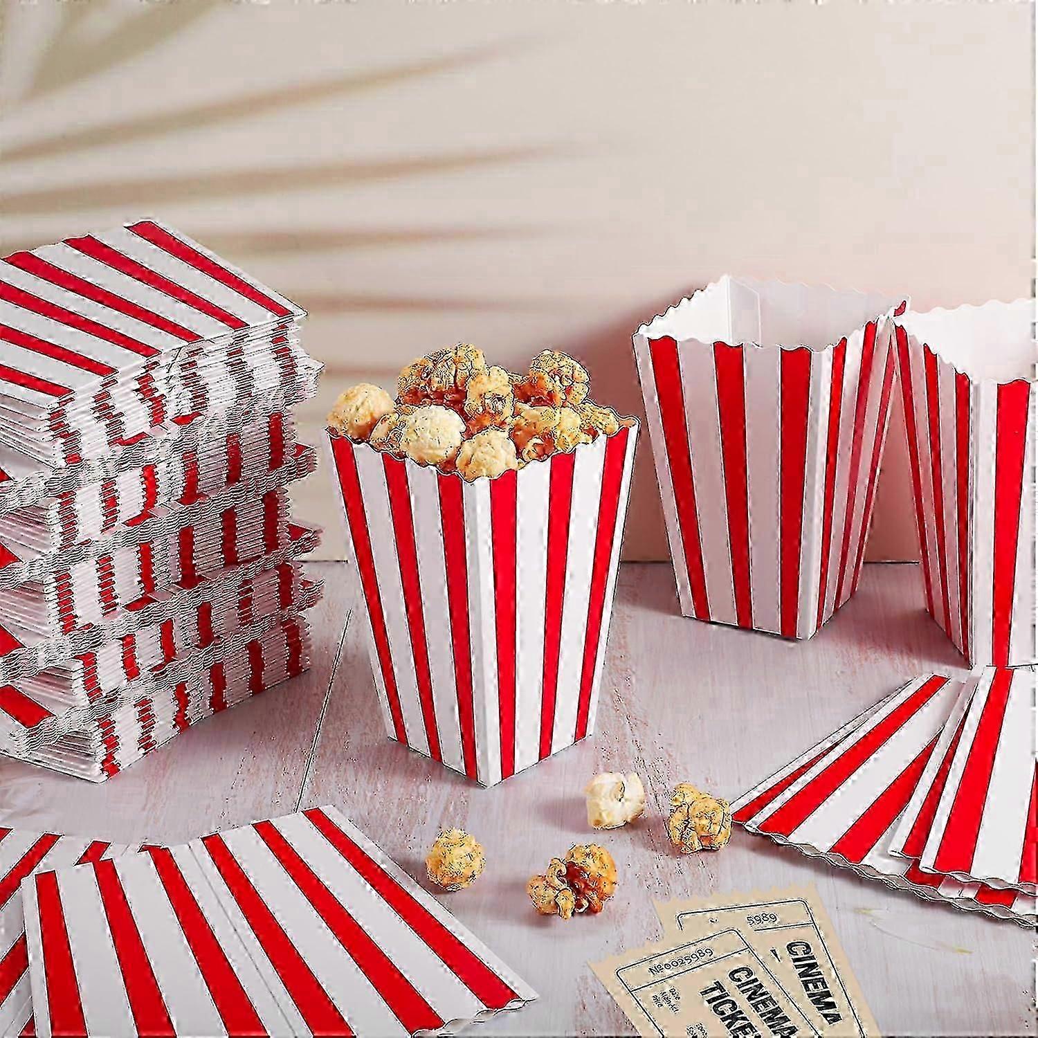 100 Pieces Popcorn Bags, Popcorn Bags Small Popcorn Boxes Red And White ...
