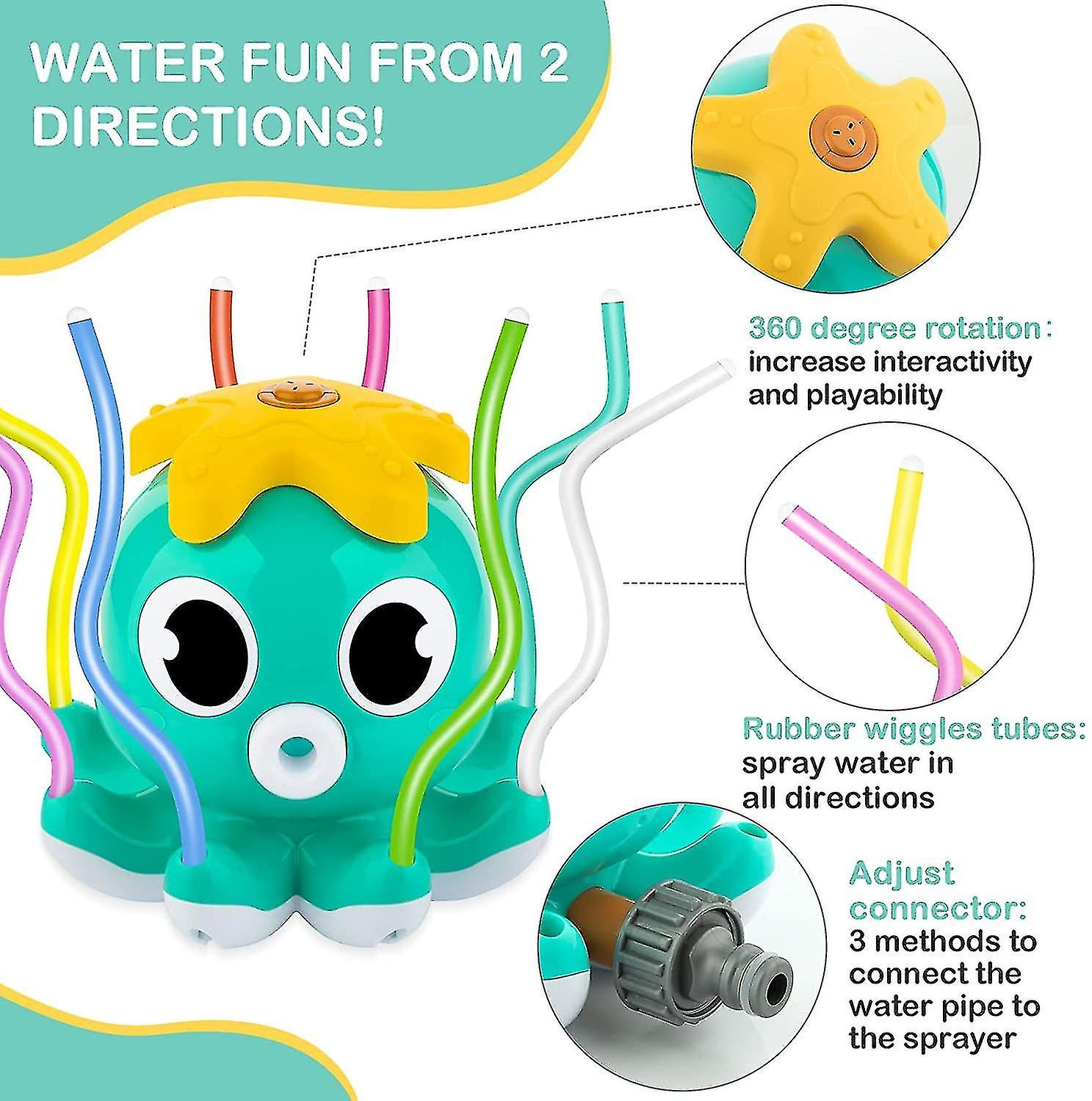 Sprinkler For Kids, Sprinkler Toy With 8 Hoses Octopus | Fruugo UK