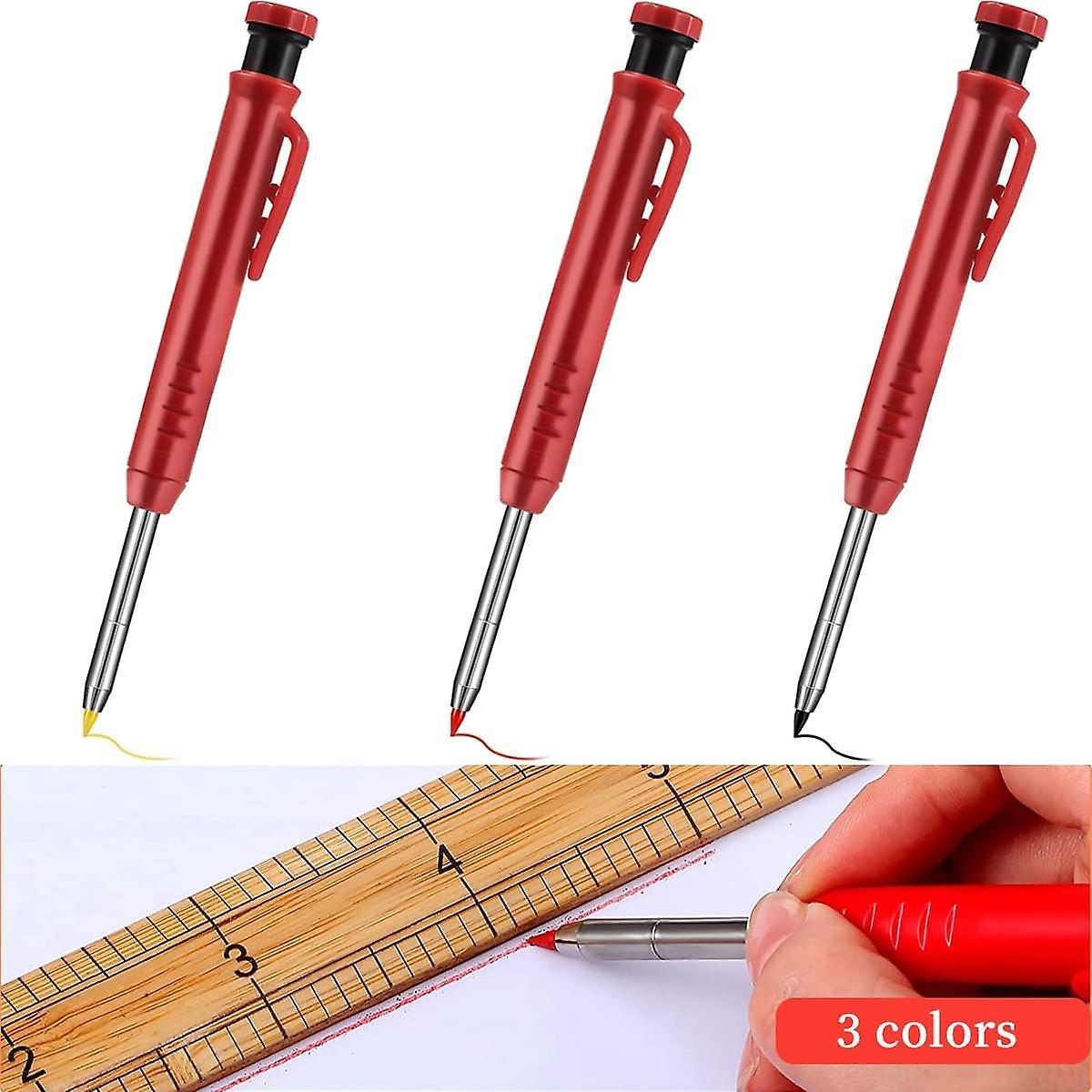 3 Pieces Construction Pencil, Carpenter Pencil with 18 Gray Yellow Red ...