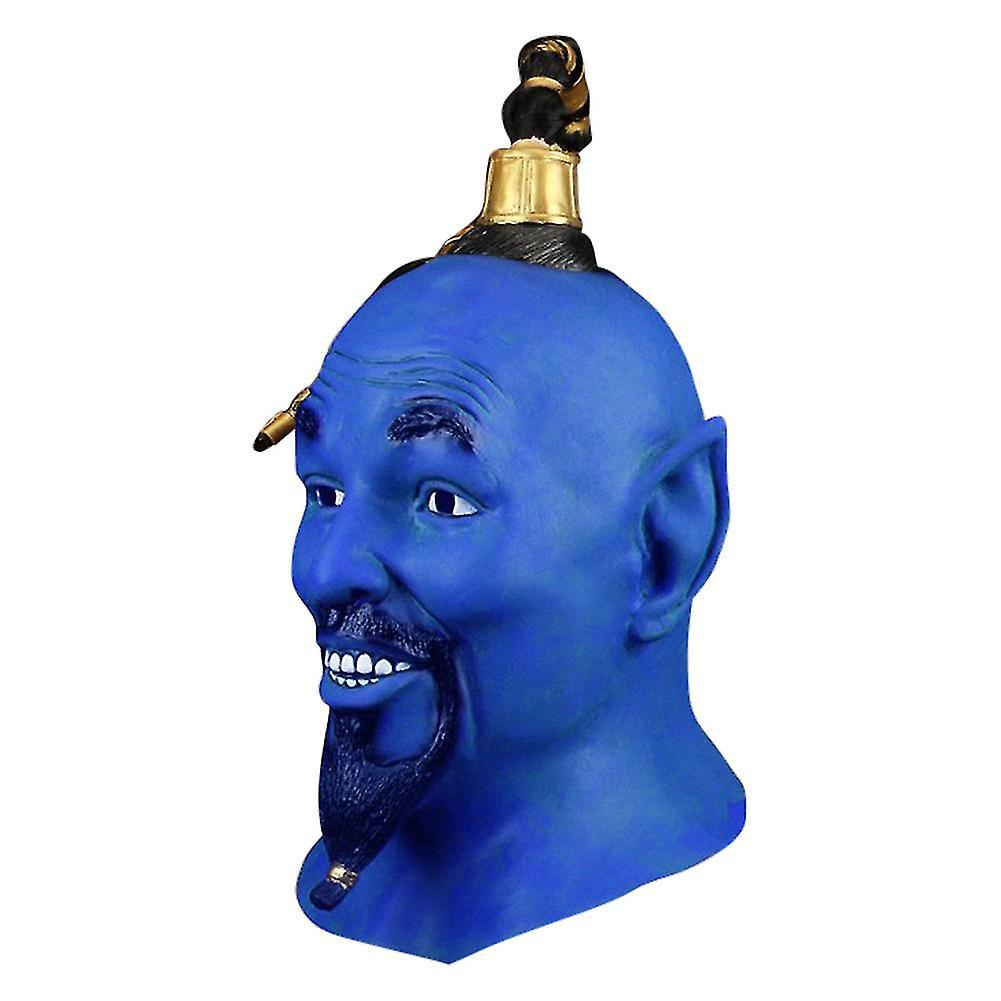 Movie Aladdin Cosplay Mask The Magic Lamp Mask Latex Blue Elf Halloween ...