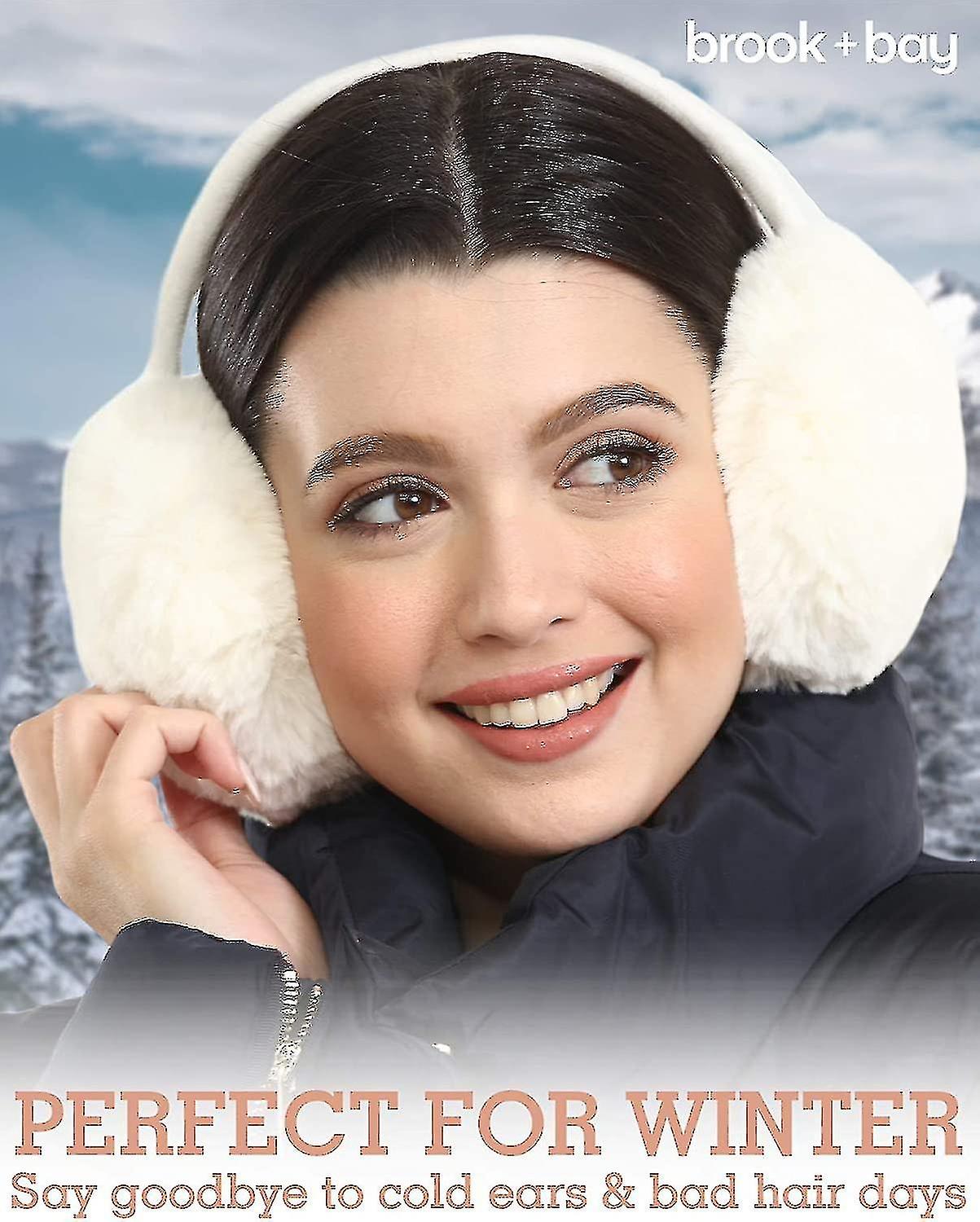 Ear Muffs For Women - Ear Warmers - Soft Warm Cable Knit Furry Fleece ...