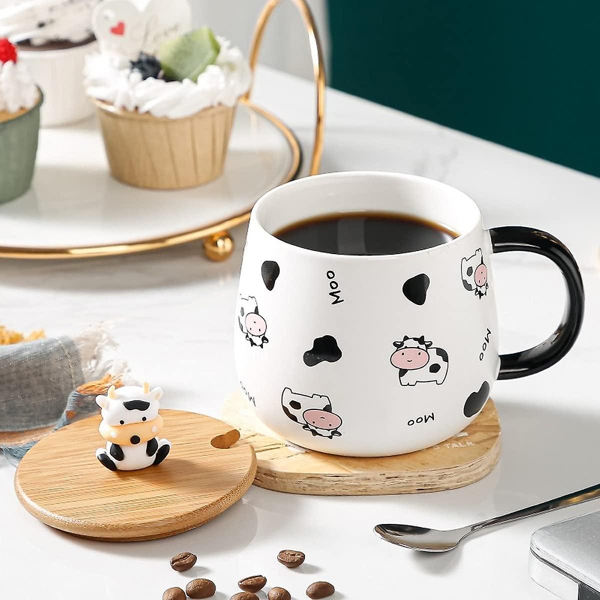 Cute Cow Mug Gifts Kawaii Cup Cow Coffe Mugs With Lid And Spoon Cow ...
