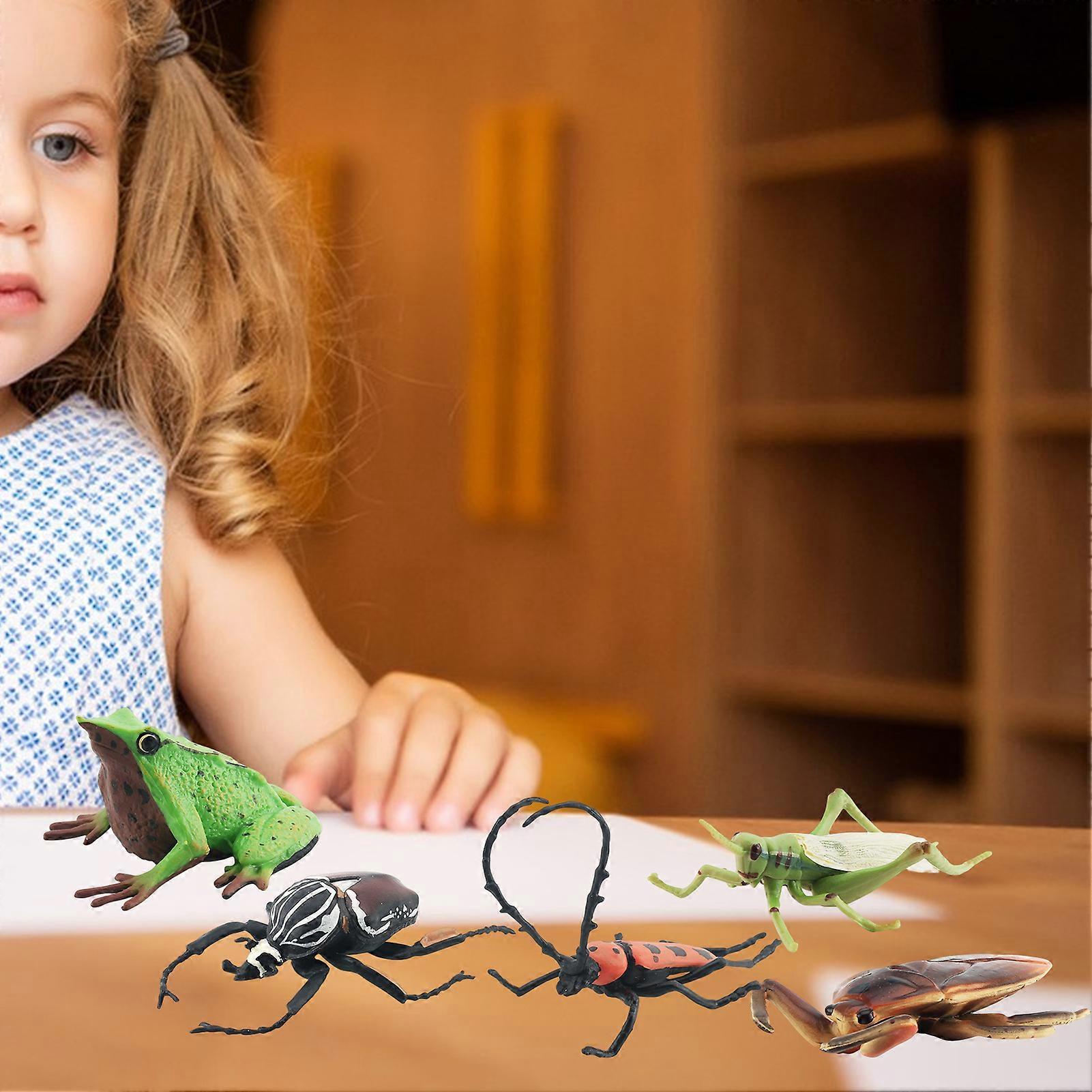 Insect Model Vivid Look Grasshopper Dragonfly Frog Miniature Figurine ...