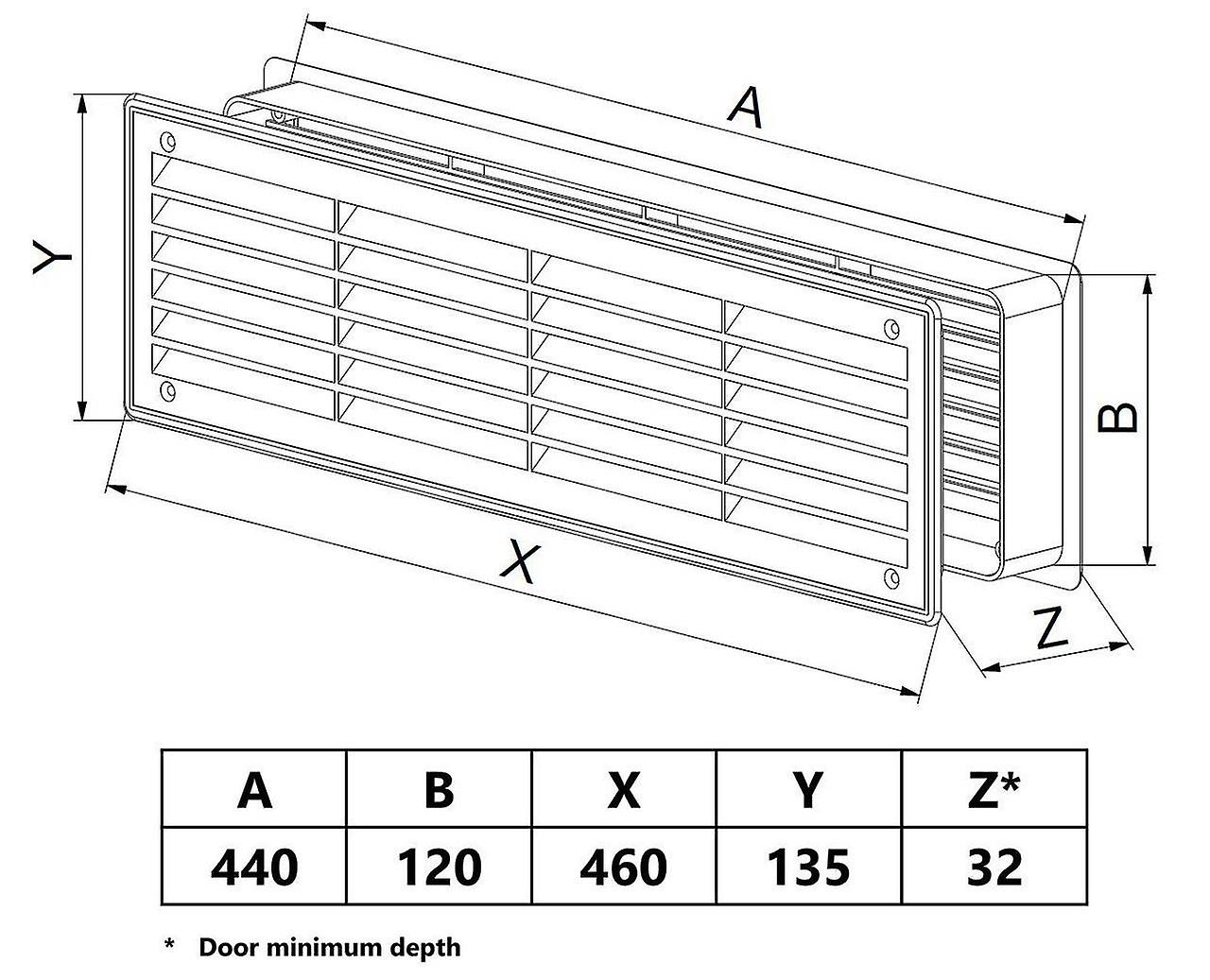 120x440mm Internal Door Plastic Ventilation Grille Air Vent Various ...