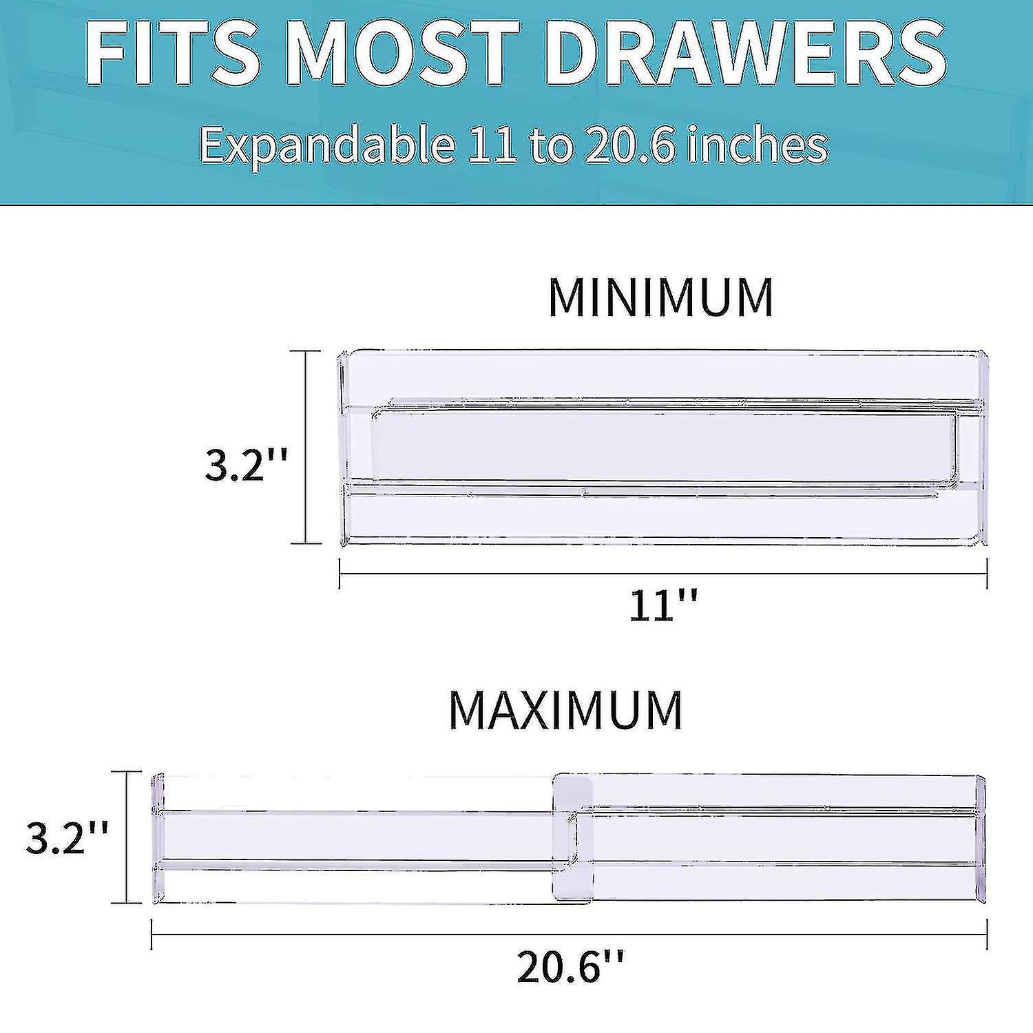 Drawer Dividers 8 Pack, Adjustable 3.2 Inch High Expandable From 11-20. ...