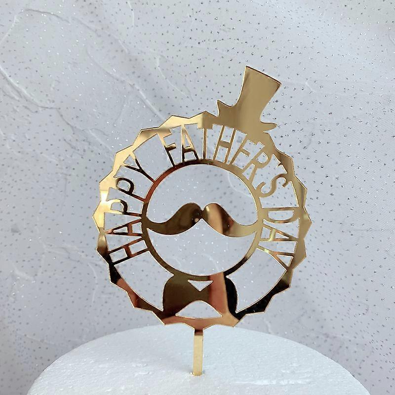 Ins Father's Day Birthday Party Cake Topper Dad Bow Tie Gold Acrylic ...