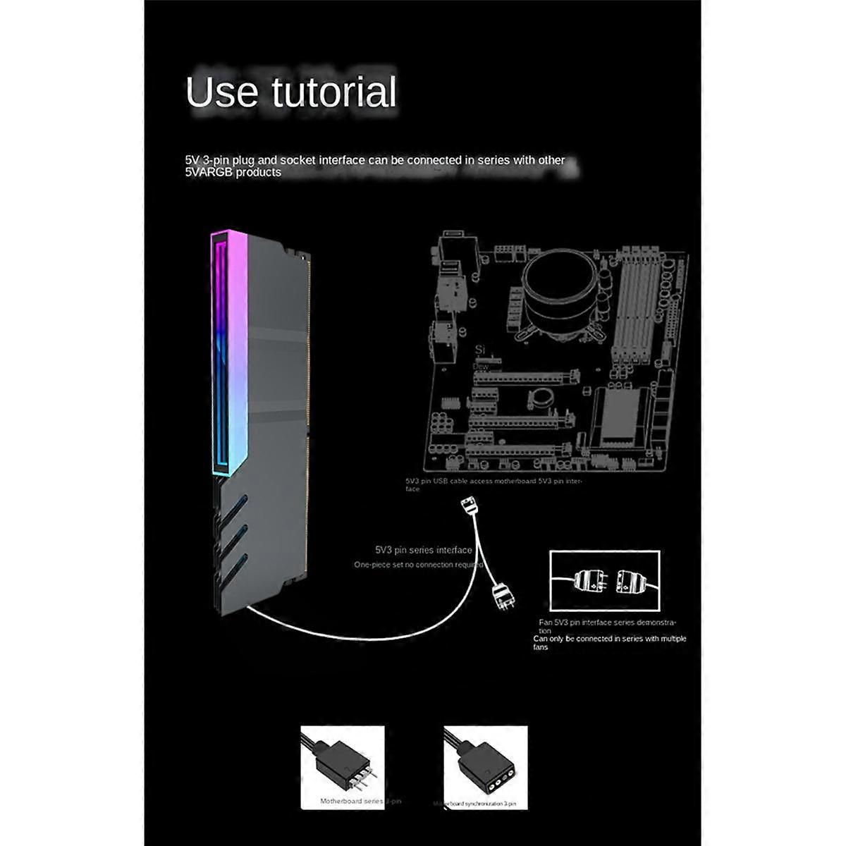 2X Computer DDR4 DDR5 5V ARGB Sync Memory Radiator PC RGB Colorful RAM ...