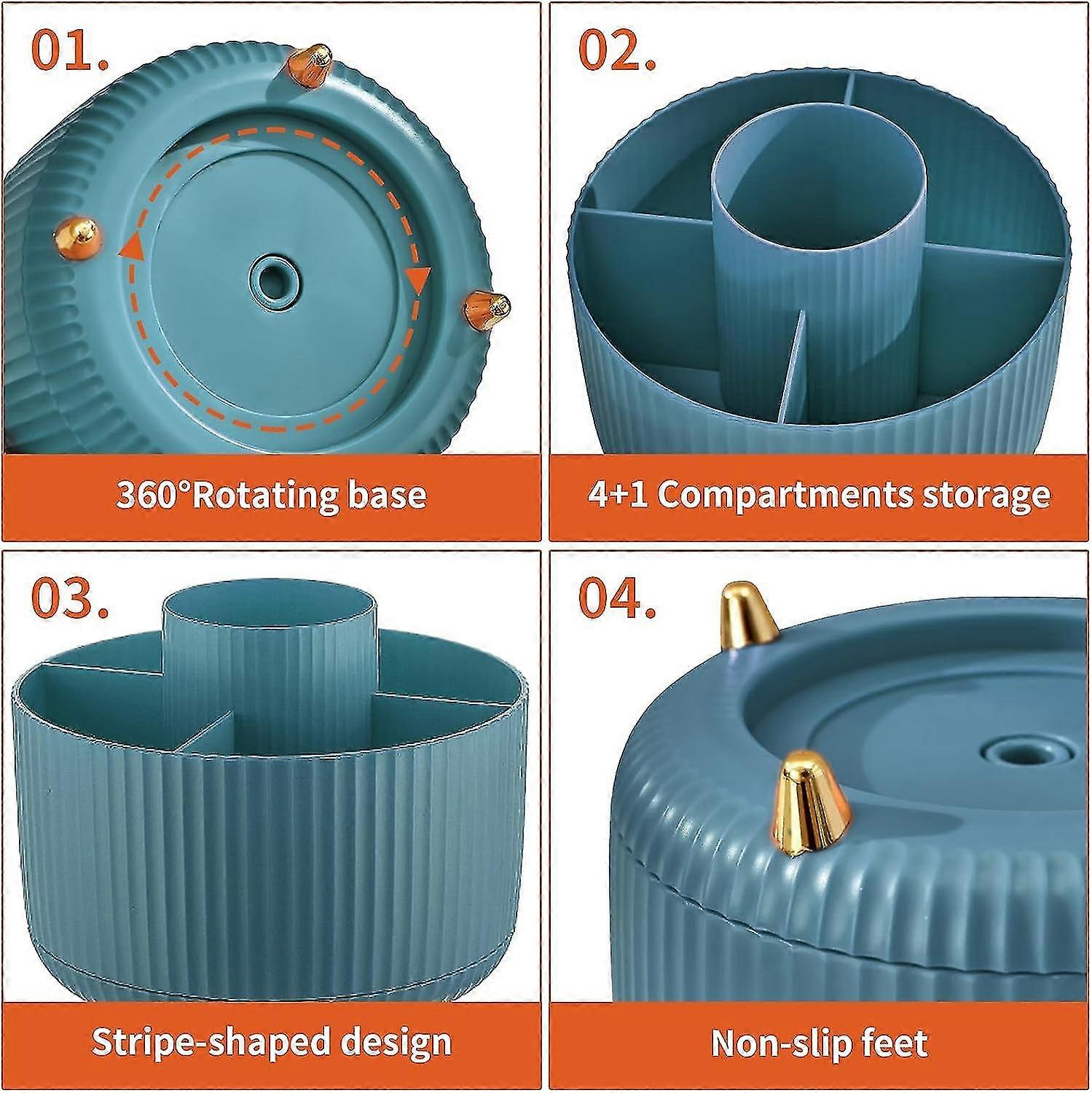 Desk Organizer, 360 Degree Rotating Desk Pen Holder, Desk Organizer And ...