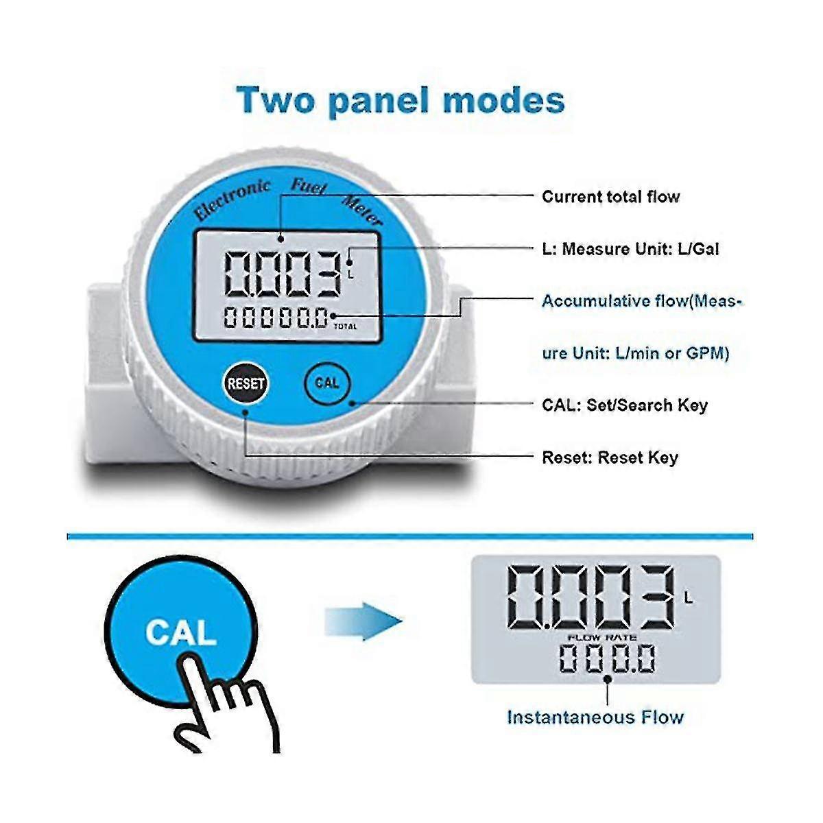 Turbine Flow Meter Waterproof Digital Fuel Flowmeter 2.37-26.41gpm Dieselfuel Methanolkerosene ...