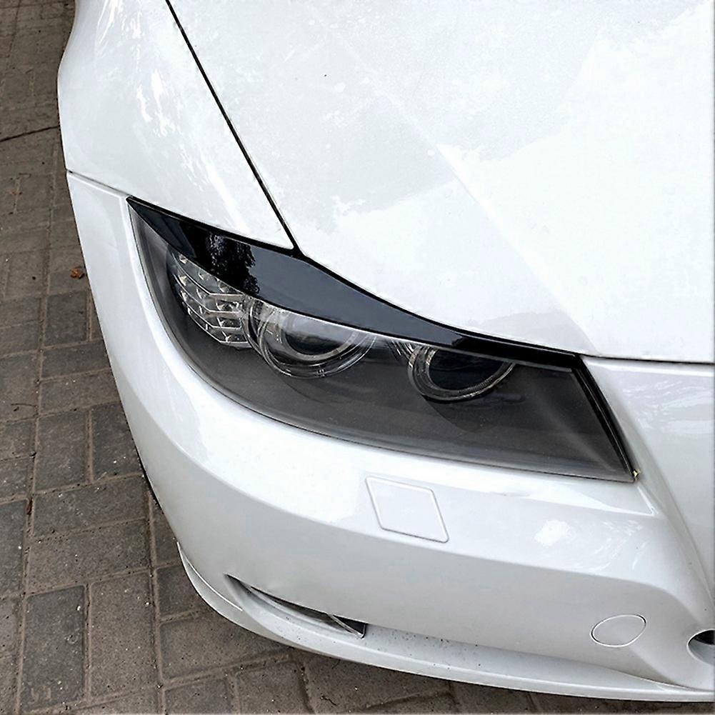 Car Glossy Black Headlights Eyebrows Eyelids Cover Eyelash Head Light ...