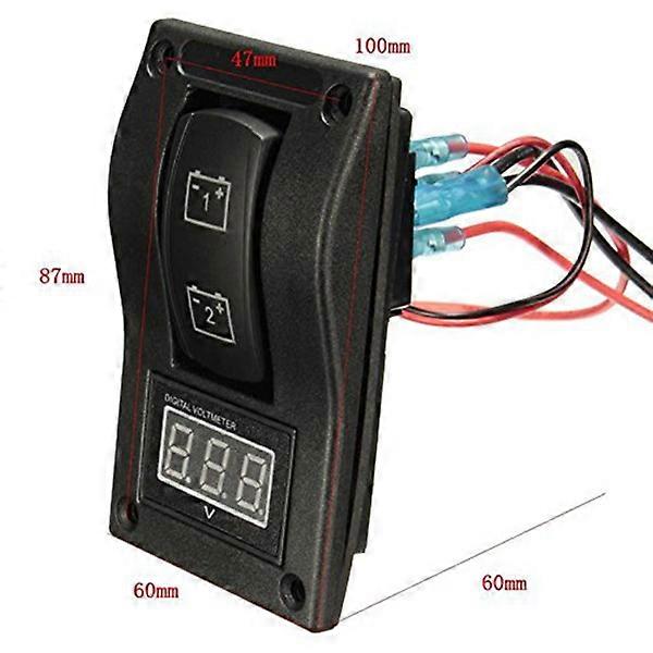 12-24V LED Dual Battery Test Panel Rocker Switch Car Truck Marine Boat ...