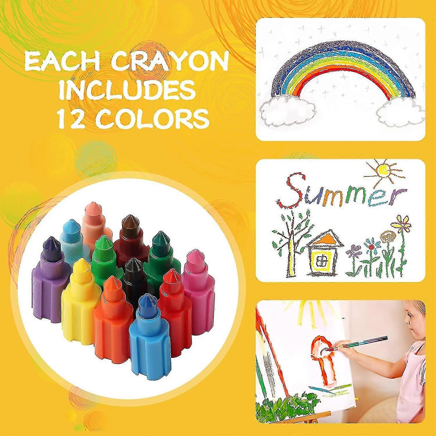 12 X Stacking Crayons, Colouring Pencils Rainbow Point Crayons ...