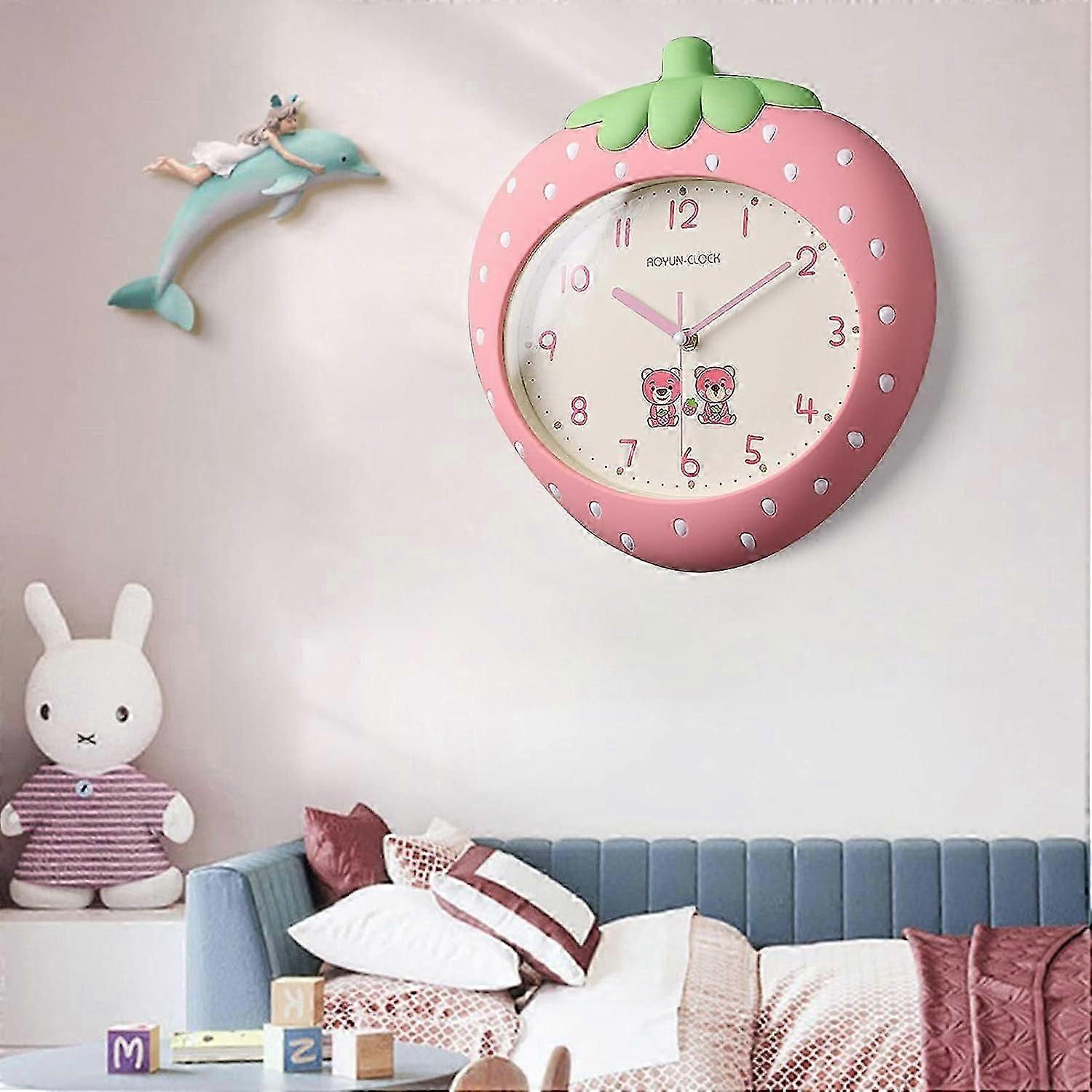 Decorative Strawberry Wall Clock 12 Inch Silent Non Ticking Battery ...