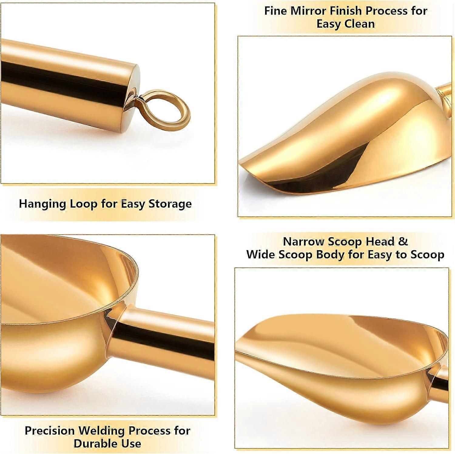 Mini Scoop Set of 4, 3 Oz Small Canister Jar Scoops, Gold Candy Utility ...