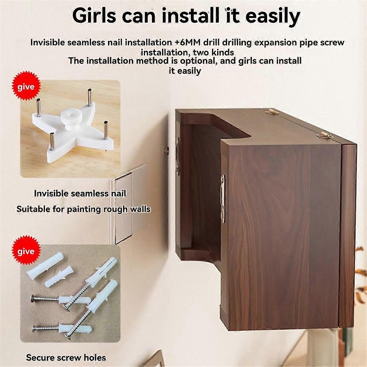 Väggmonterad förvaringslåda för trådlös router i massivt trä, rotting ...