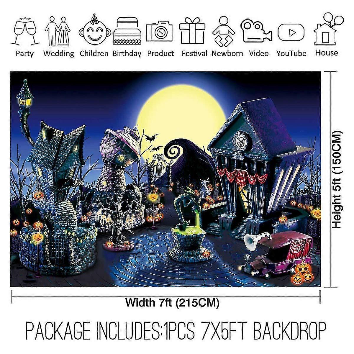 2025 82.67x59.05 Inch Christmas Nightmare Halloween Background Pumpkin ...