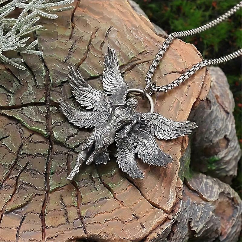 1pc Stylish Mythical Guardian Angel Warrior Pendant Necklace - Dark ...