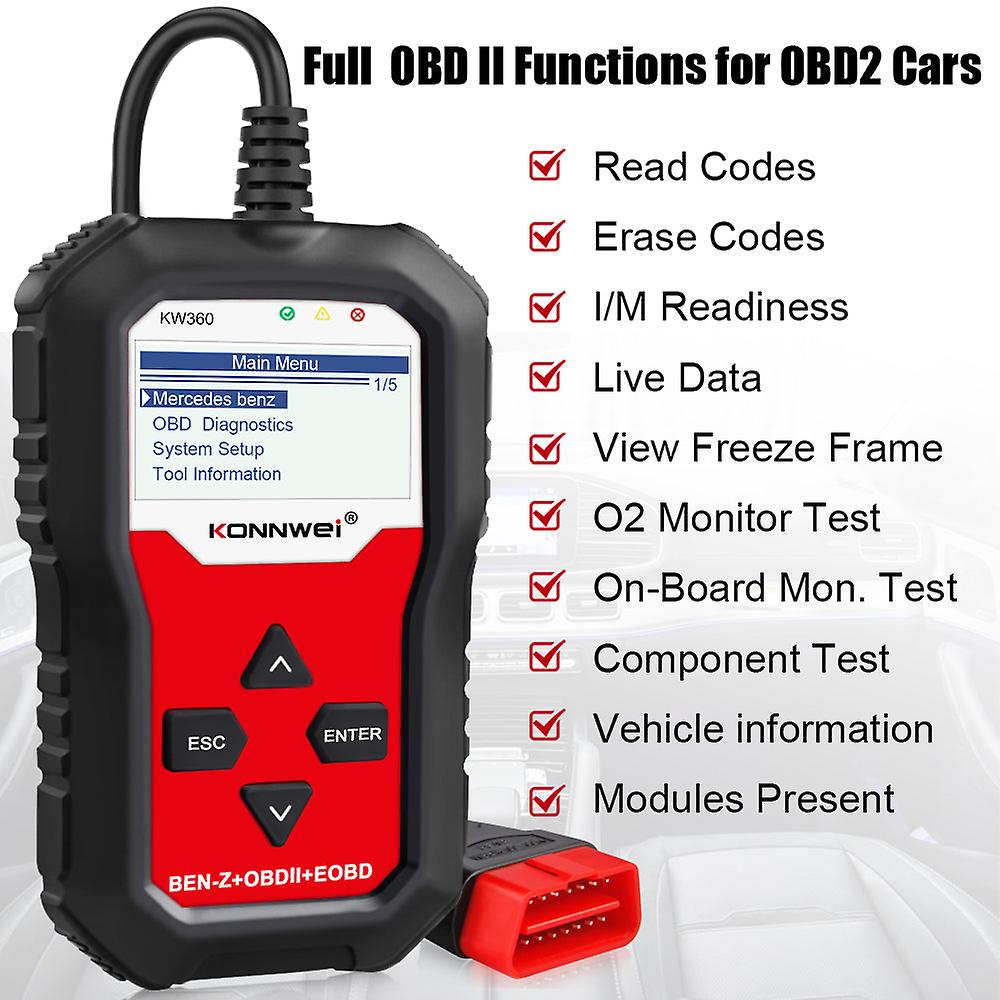 Konnwei Kw360 Obd2 Car Scanner Obd 2 Diagnostic Tools For Mercedes-benz ...