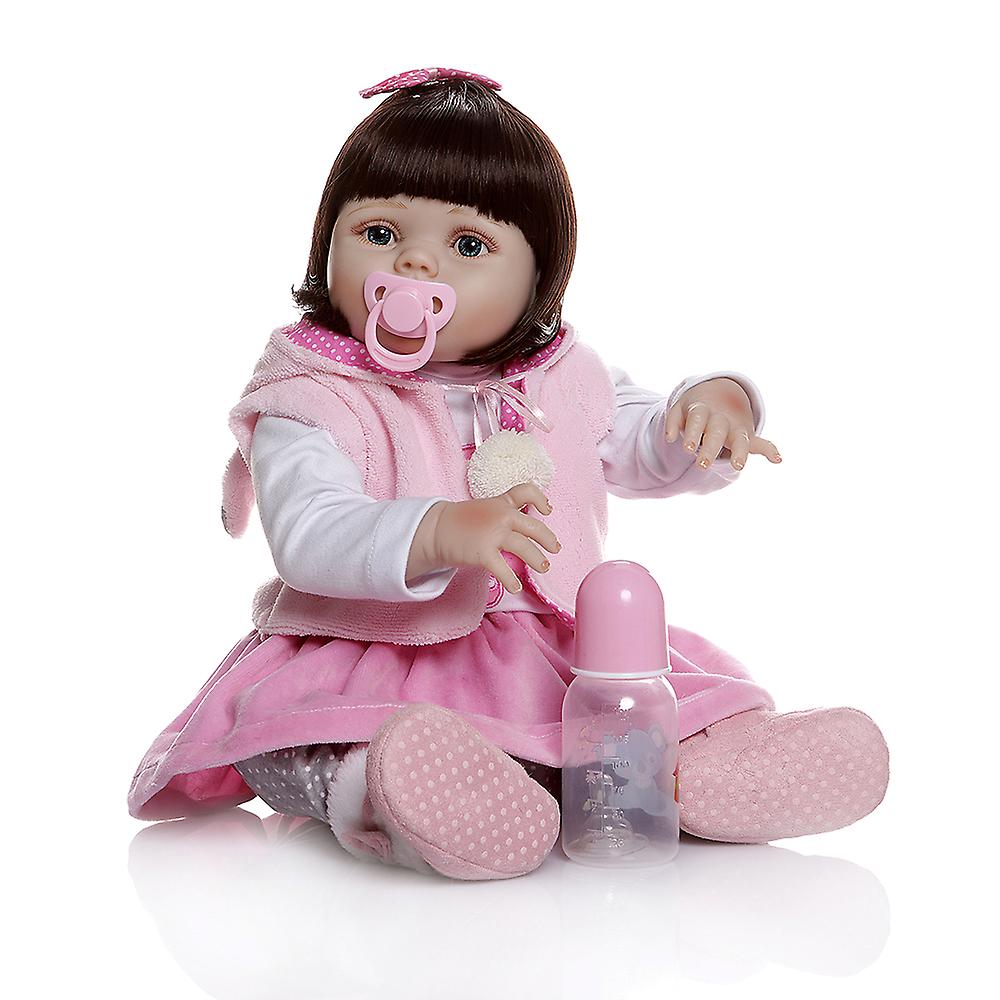 56cm Reborn Toddler Baby Girl Doll Full Body Soft Silicone In Pink ...