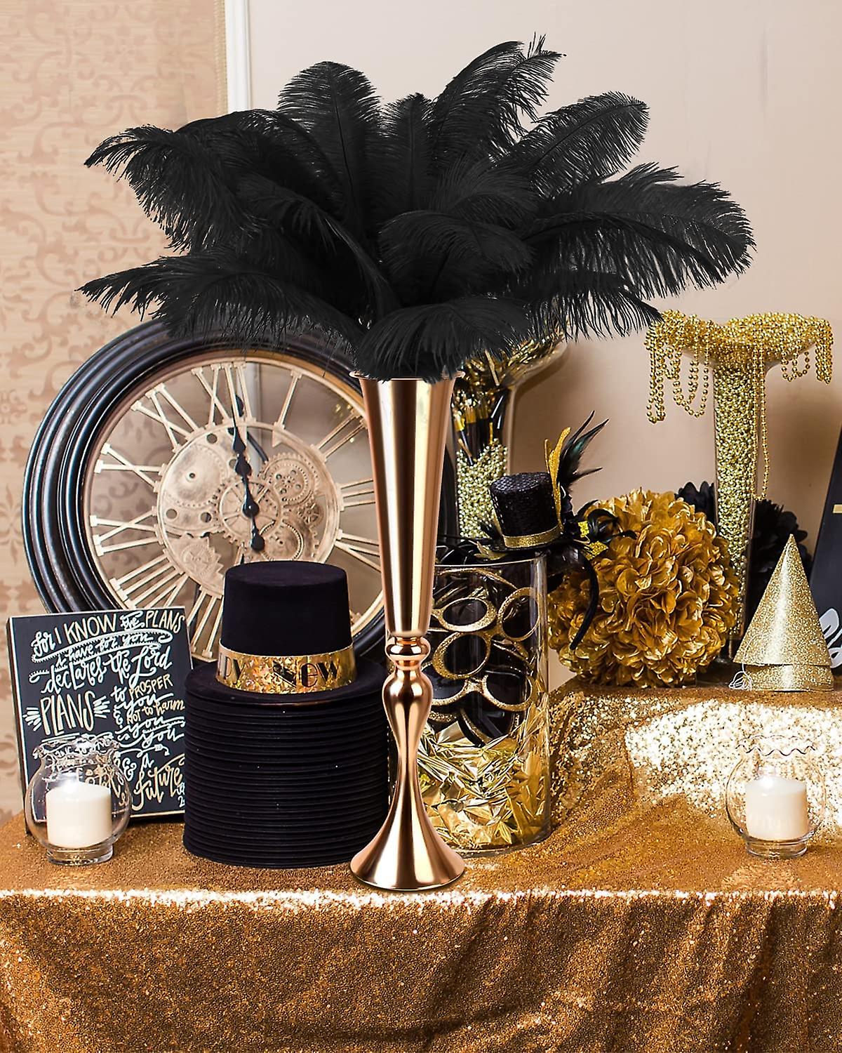 Black Ostrich Feathers Bulk - 10 Pieces Making Kit 28 Inch Long Large ...